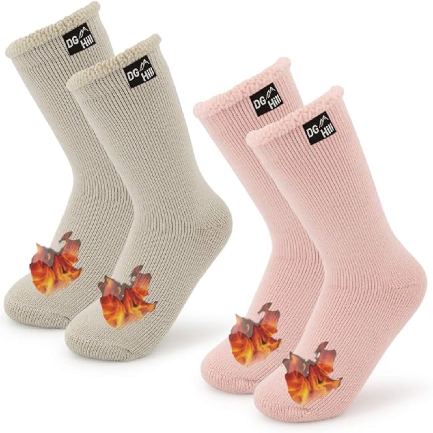 DG Hill (2 Pair) Kid's Thermal Winter Socks Thick Heat Trapping ...