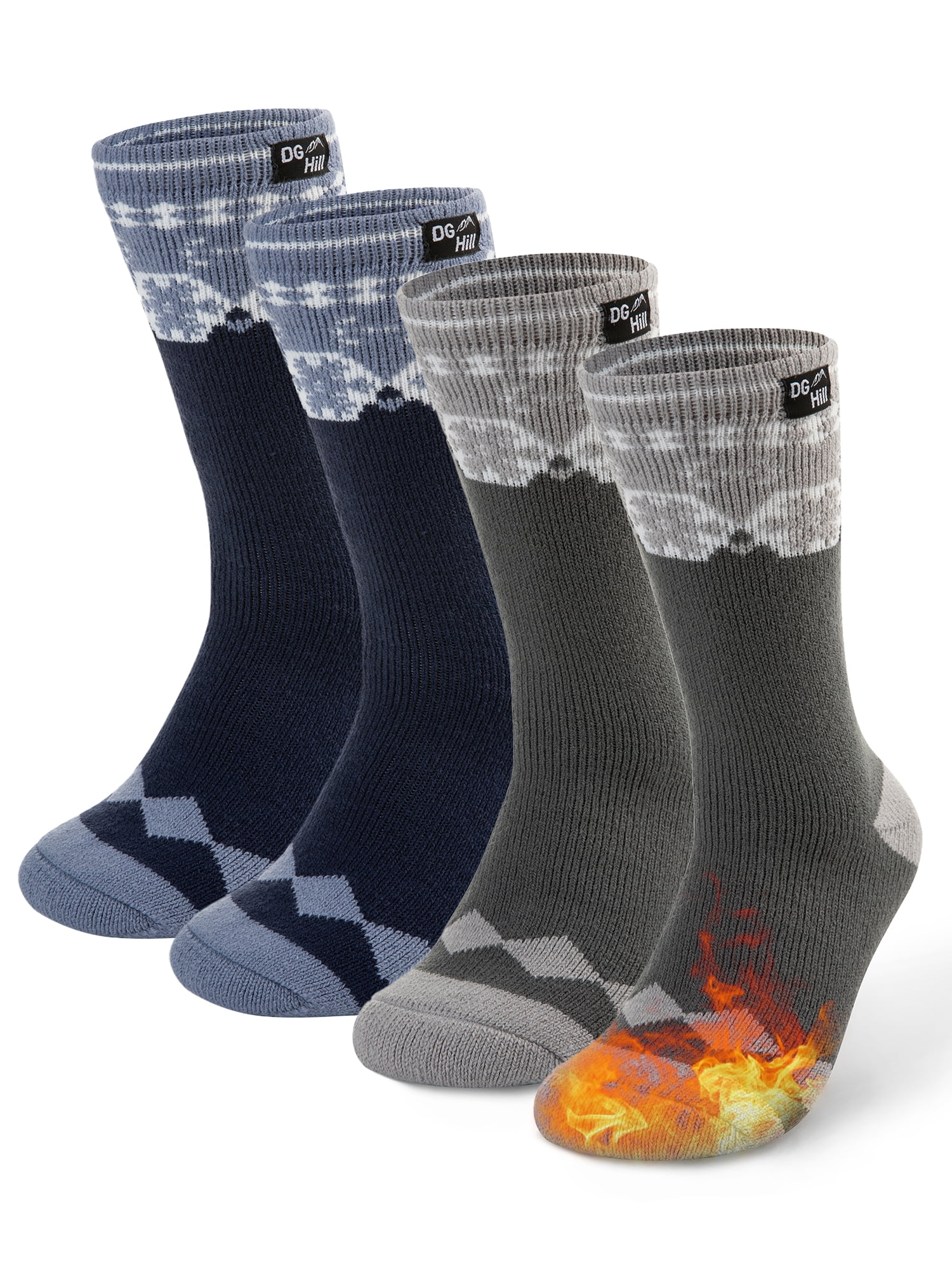 DG Hill Kid's Thermal Winter Socks (2 Pair), Warm Insulated Boot Socks ...