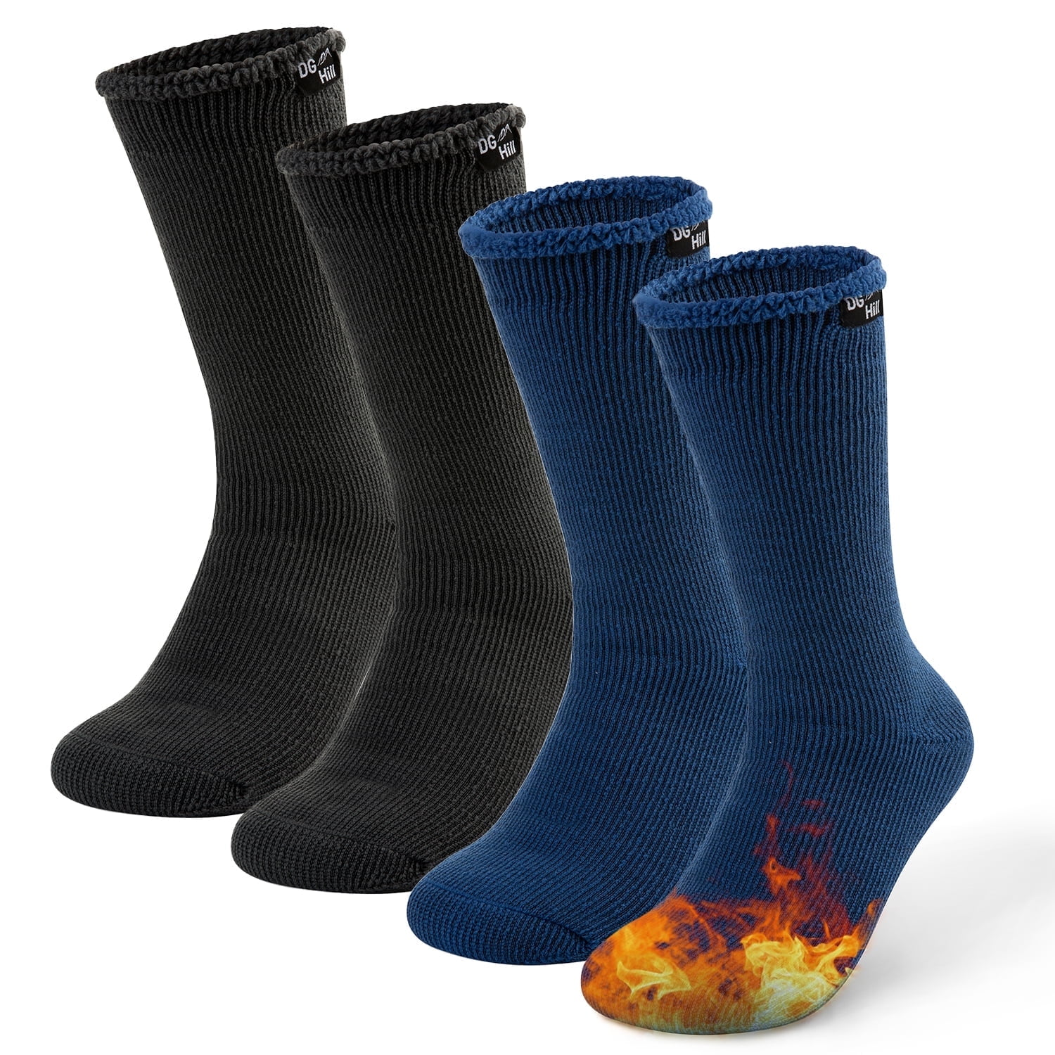 DG Hill (2 Pair) Kid's Thermal Winter Socks Thick Heat Trapping ...