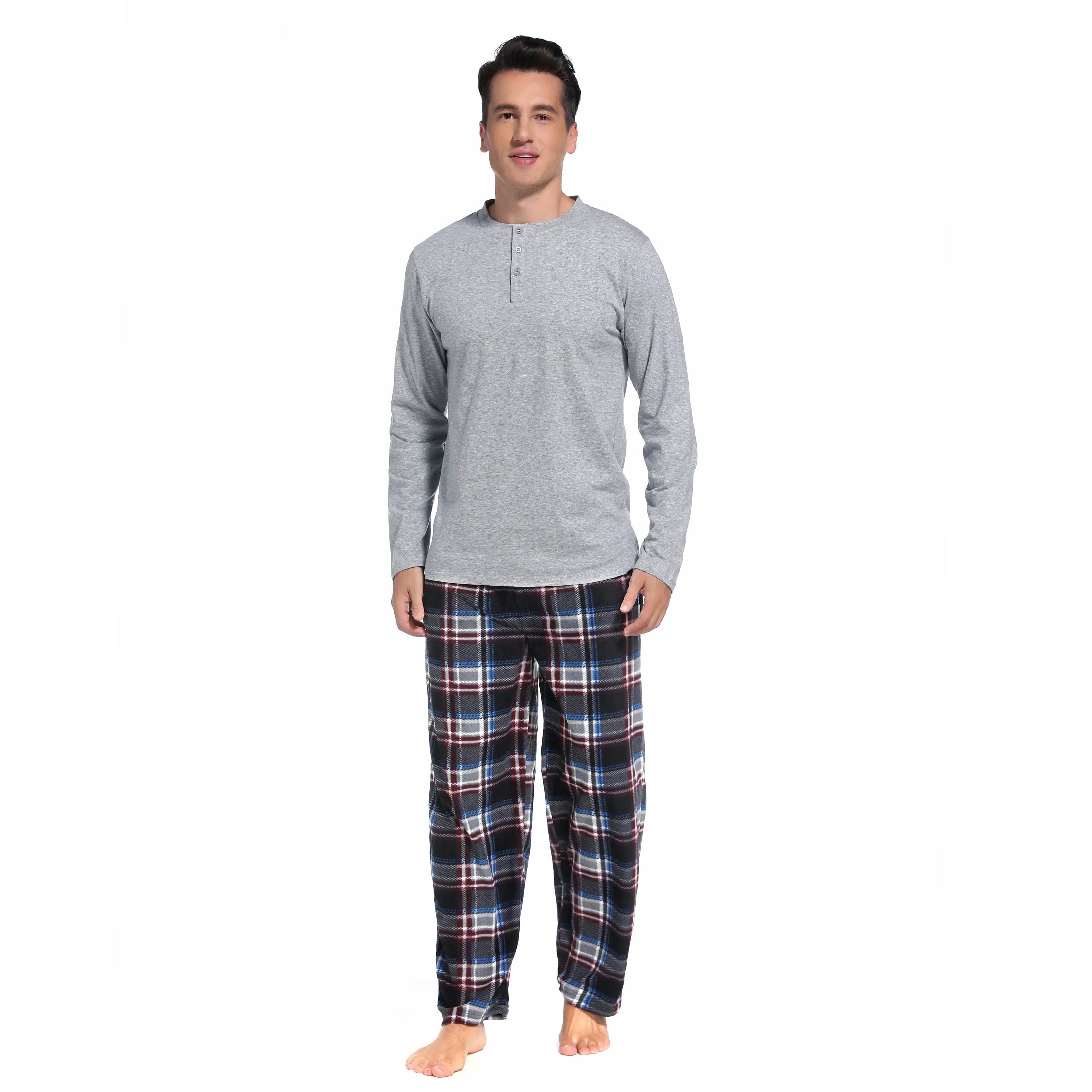 DG Hill Men Pajama Set, 2 Piece Sleepwear Set for Men, Henley Top and PJ Pants - Walmart.com