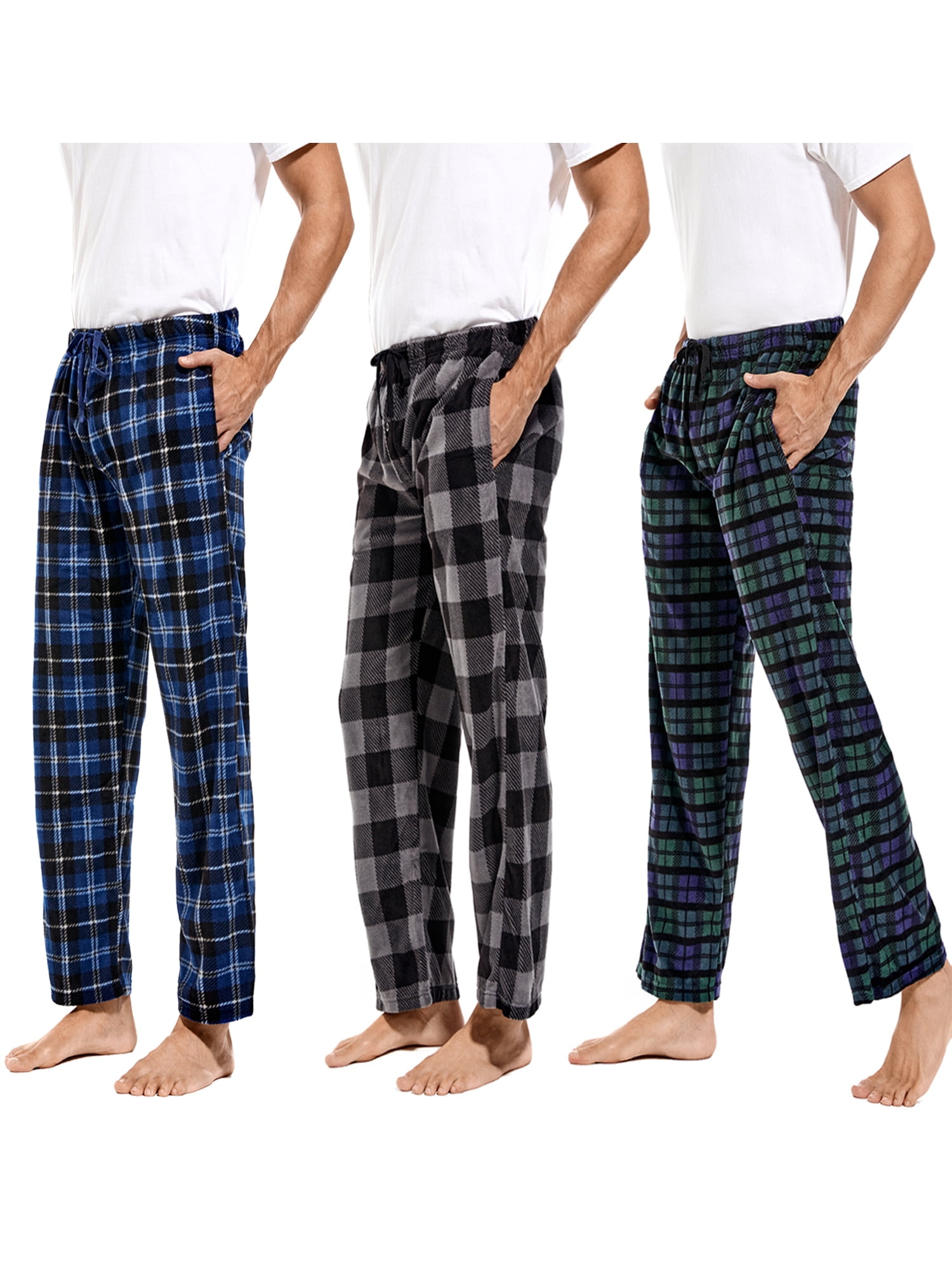 DG Hill Men's Fleece Plaid Sleep Pants, Family Pajama Set, 3-Pack ...