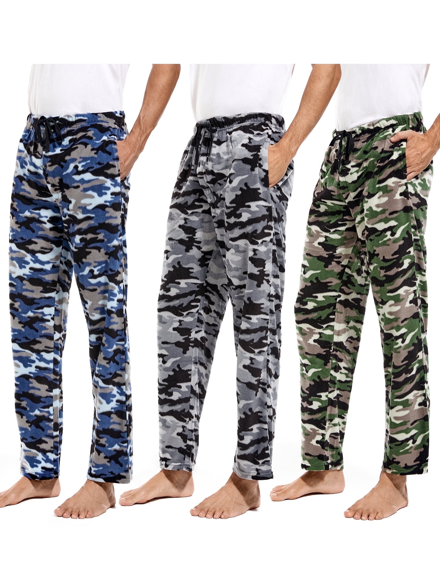 DG Hill Flannel Mens Night Loungewear Sets, Sleep Pants, Fleece Pajama Bottoms with Pockets, 3 ...