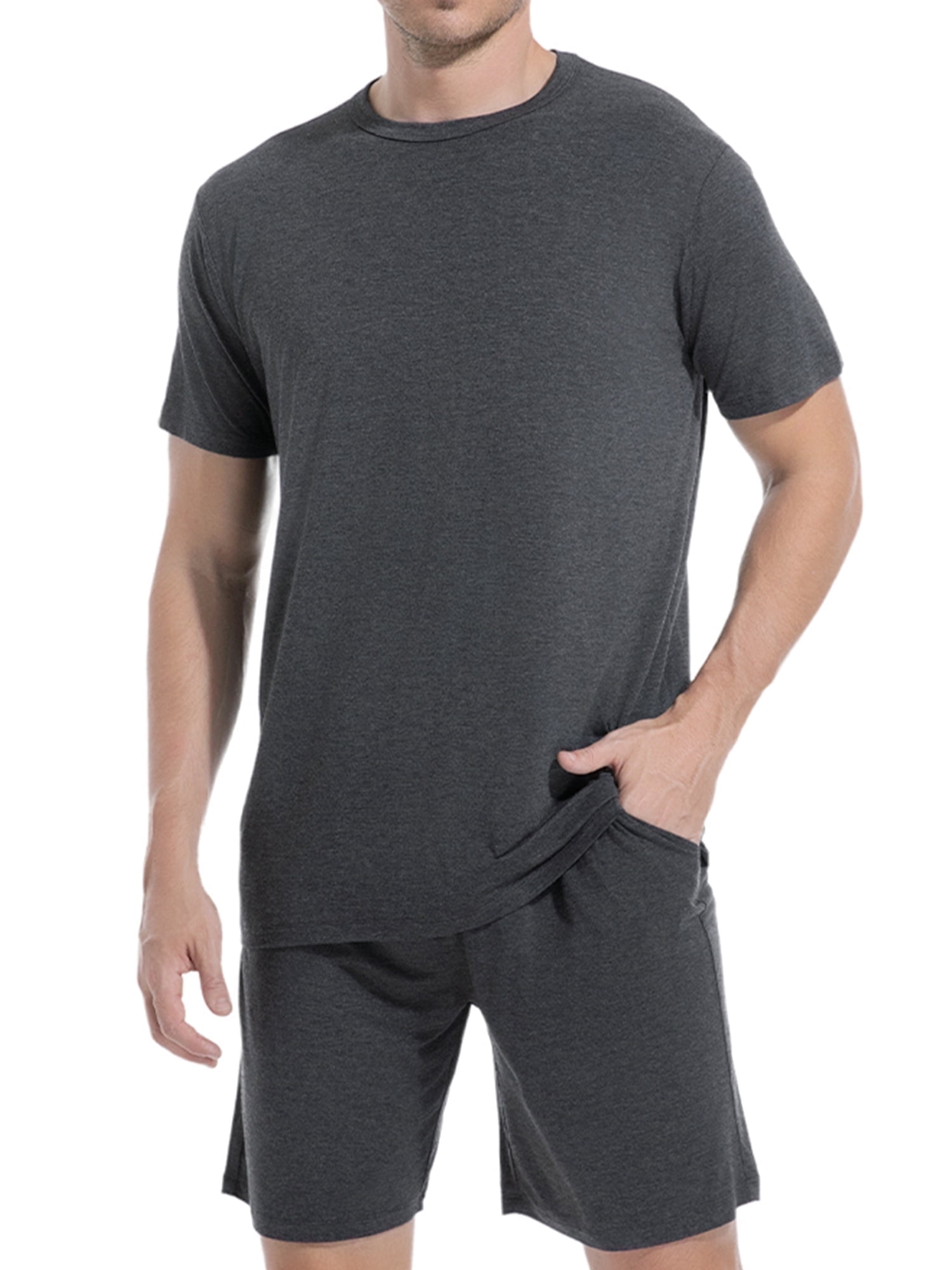 DG Hill Men's Rayon Pajama Set Short Sleeve - Summer Cool Breathable ...