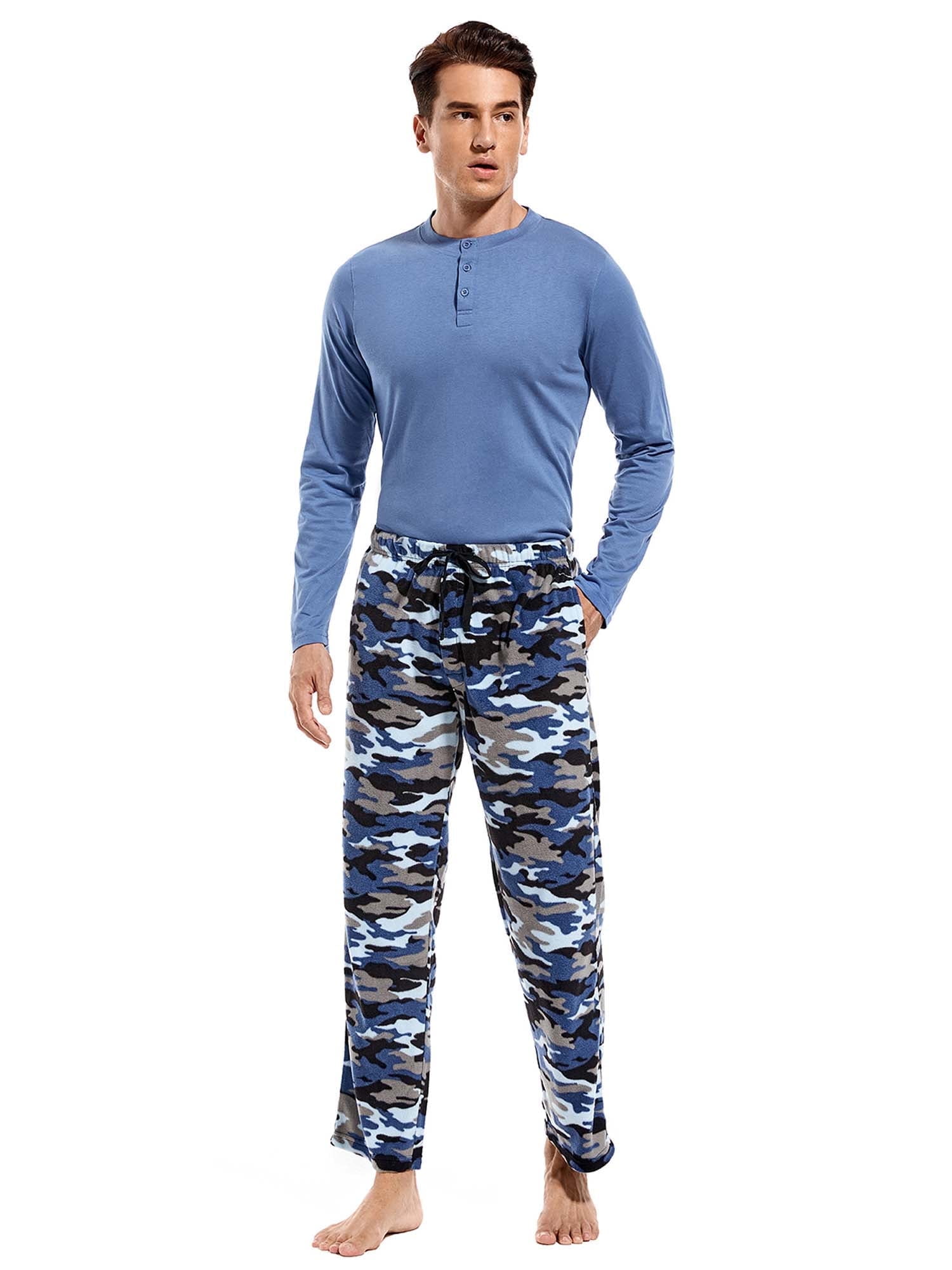 DG Hill Men's Pajama Lounge Sleepwear Set, 2 Piece Henley Top and PJ ...