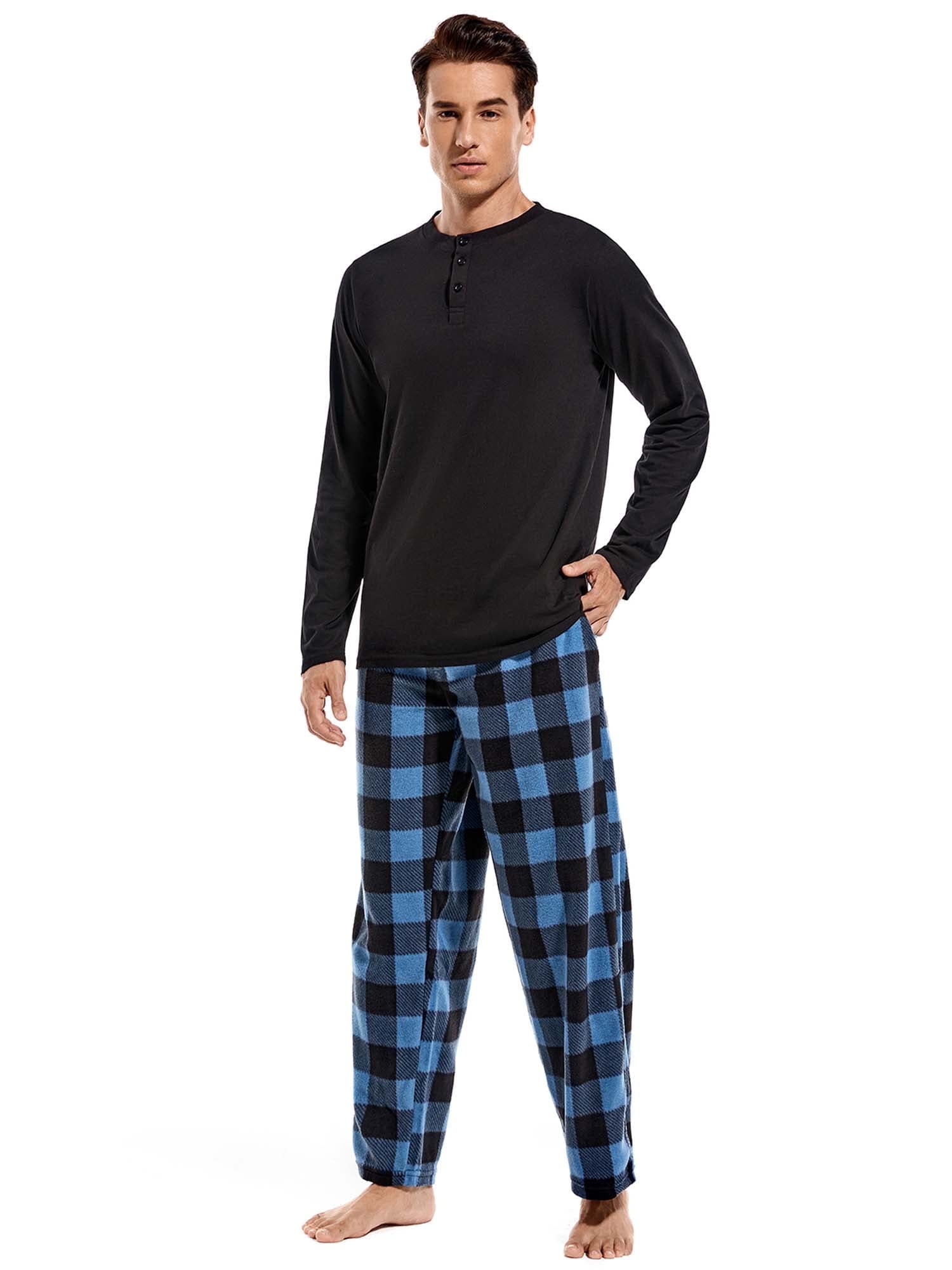Walmart Black Friday Deals 2025 - DG Hill Men's Pajama Lounge Set, 2-Piece Button Henley Top ...