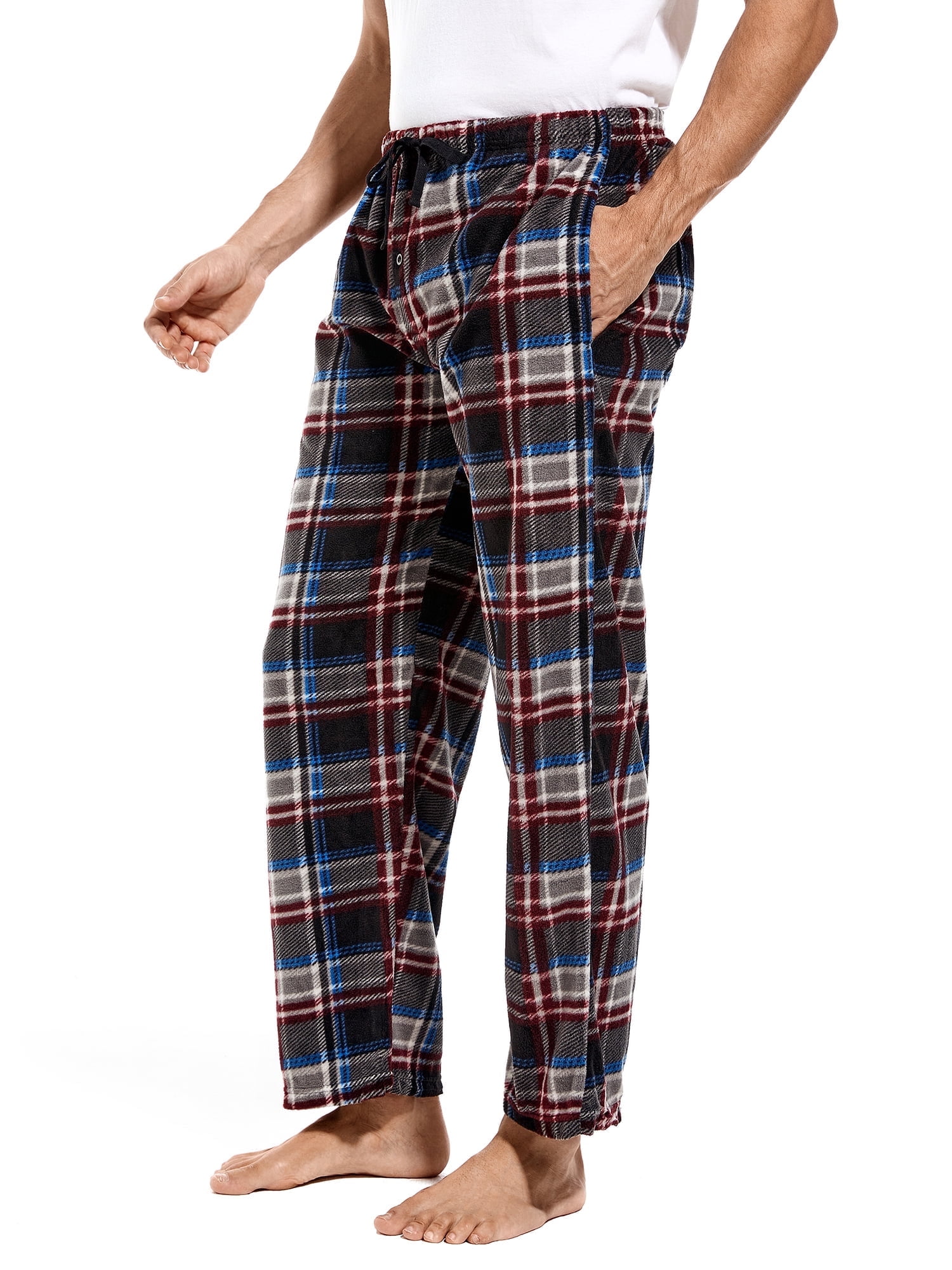 DG Hill Men's Microfleece Pajama Pants, Plaid Sleepwear with Pockets, XS-XXL Sizes - Walmart.com