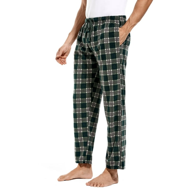 DG Hill Men's Fleece Pajama Bottoms, Plaid Sleepwear with Pockets ...