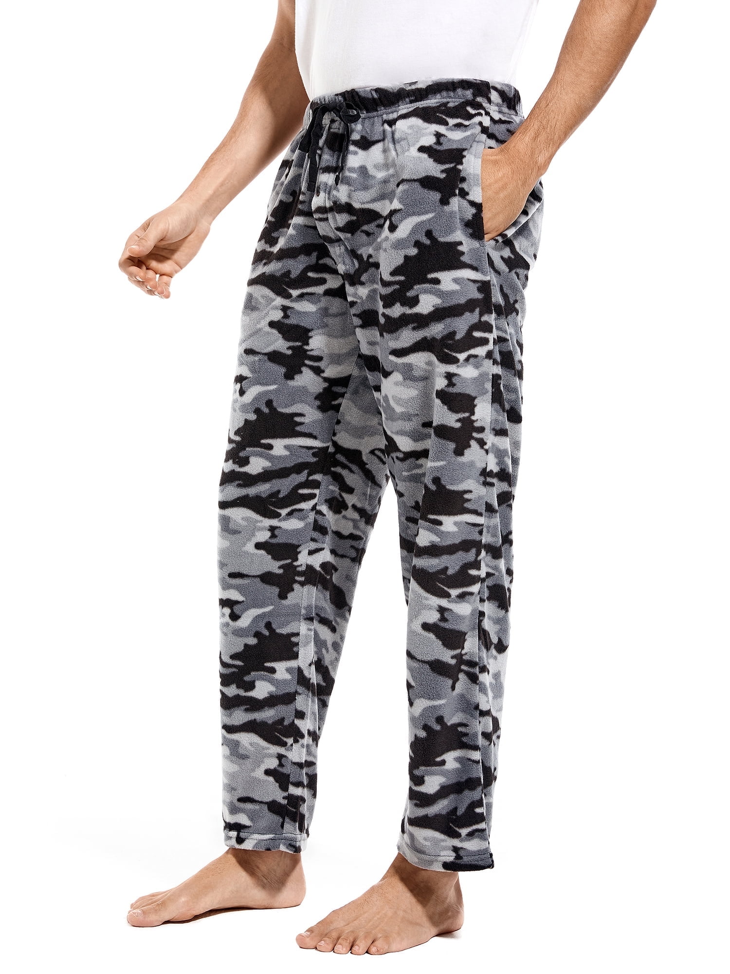 DG Hill Men's Microfleece Pajama Pants, Plaid or Camo, with Pockets, Soft and Warm Sleepwear ...