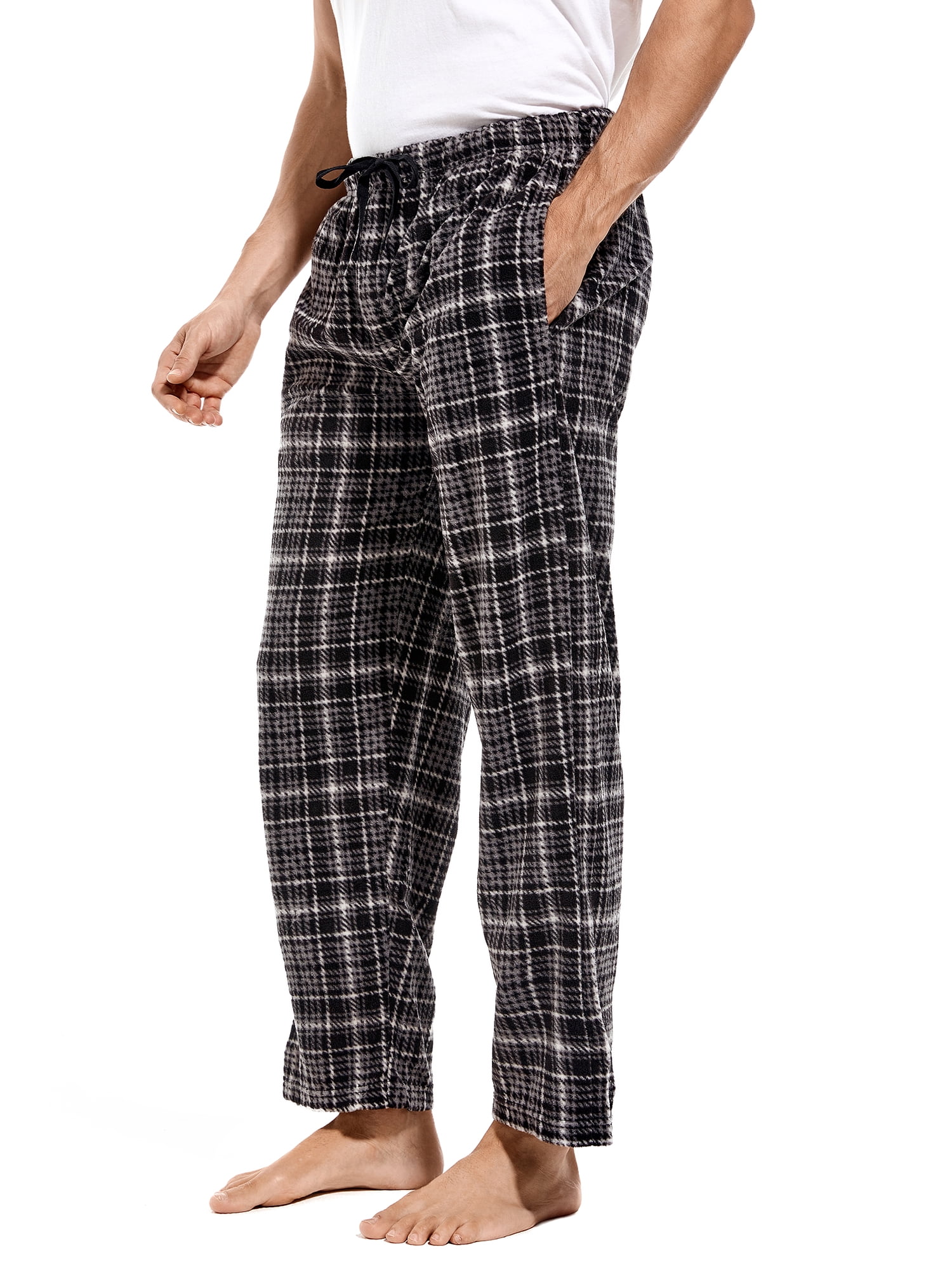 DG Hill Men's Microfleece Pajama Pants, Plaid, with Pockets, Warm ...