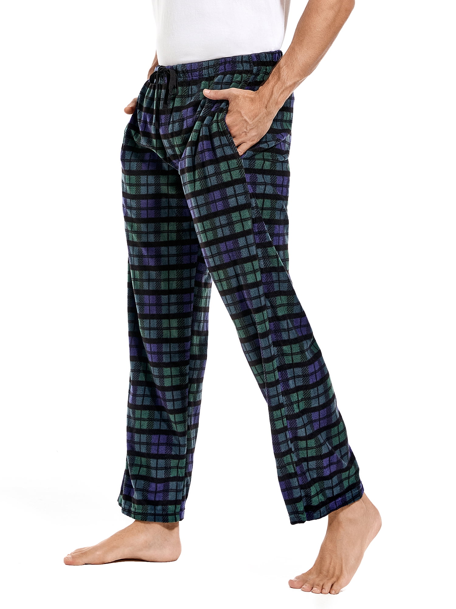 DG Hill Pajamas for Men, Fleece Pajama Bottoms with Pockets, Plaid or ...