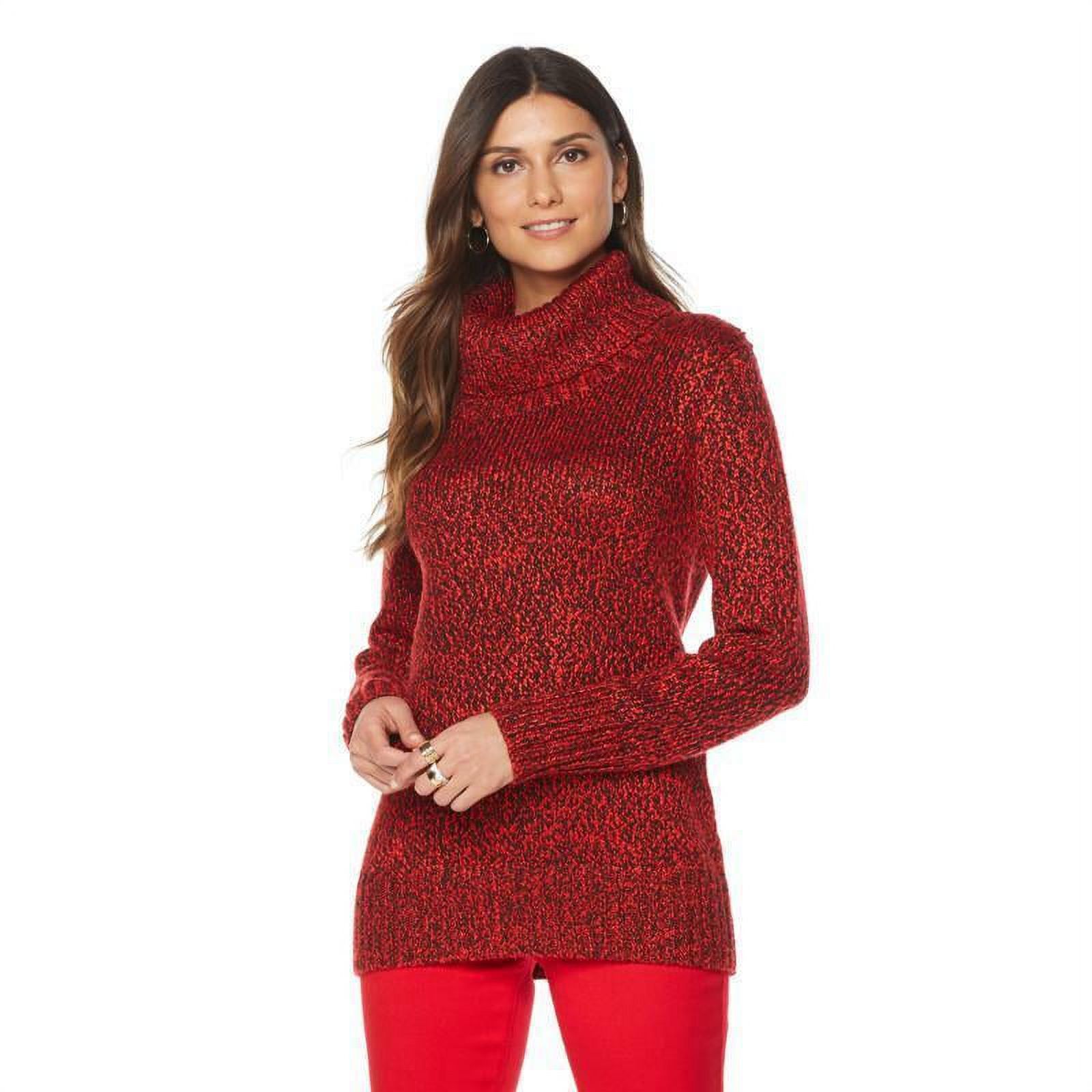 DG2 by Diane Gilman Marled Turtleneck Sweater in Red, Medium - Walmart.com