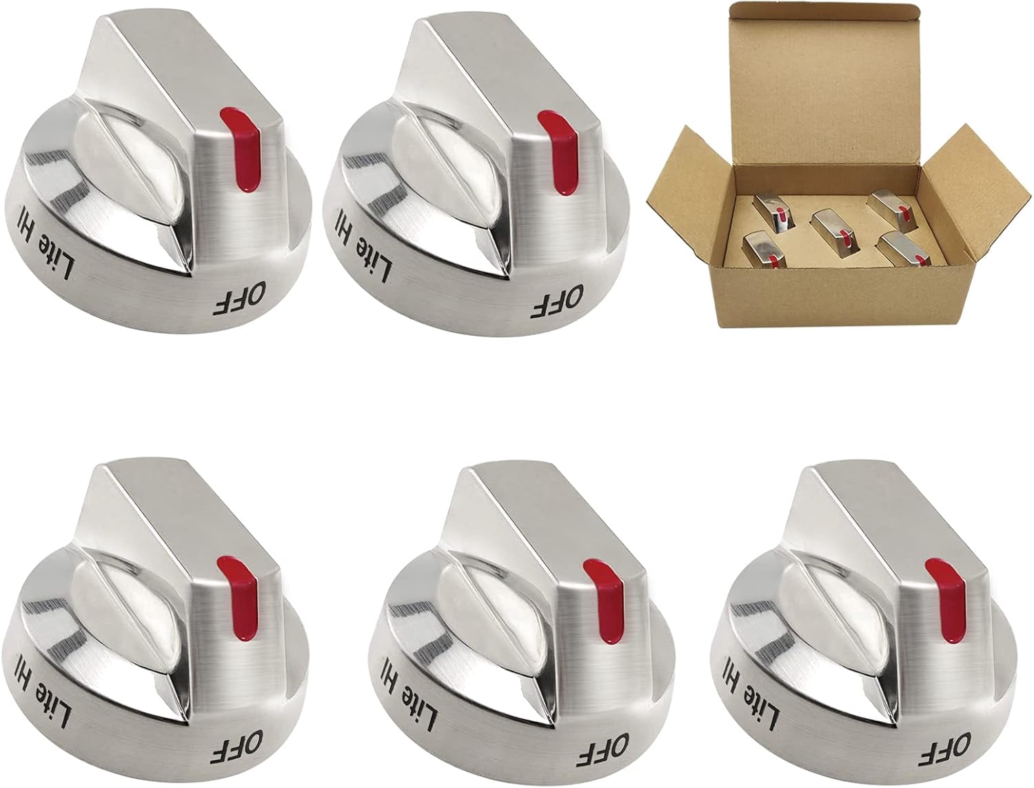 Cowbright, Replacement Stove Knobs, 5 Pack, Reinforcement Metal Collar ...