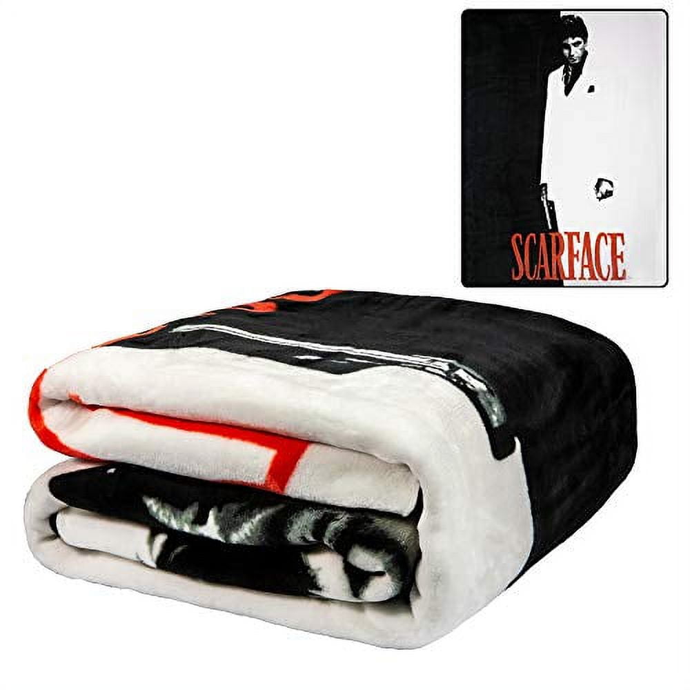 Luxuary Plush Warm Scarface (Tony Montana) Blanket Throw, Black White ...