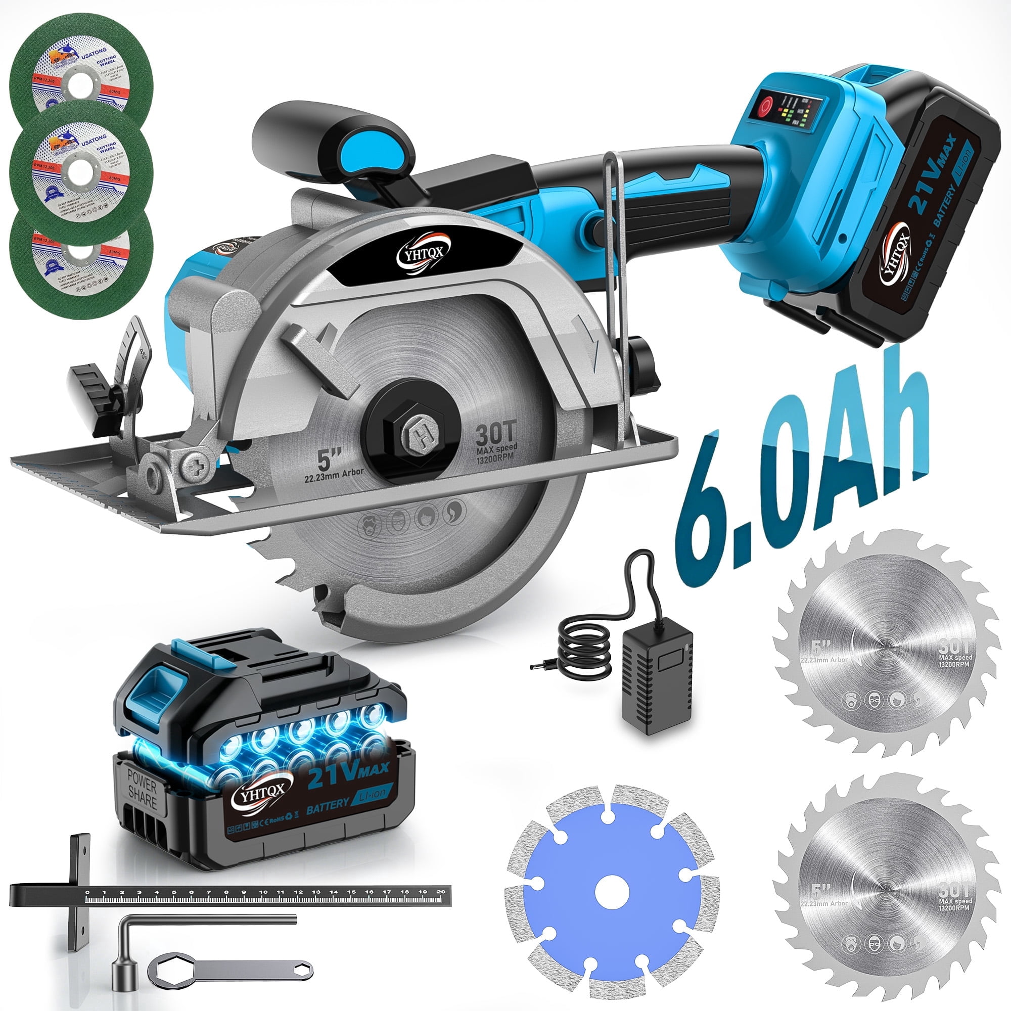 DGB 21V Cordless Circular Saw, Brushless Power Saw for Construction ...