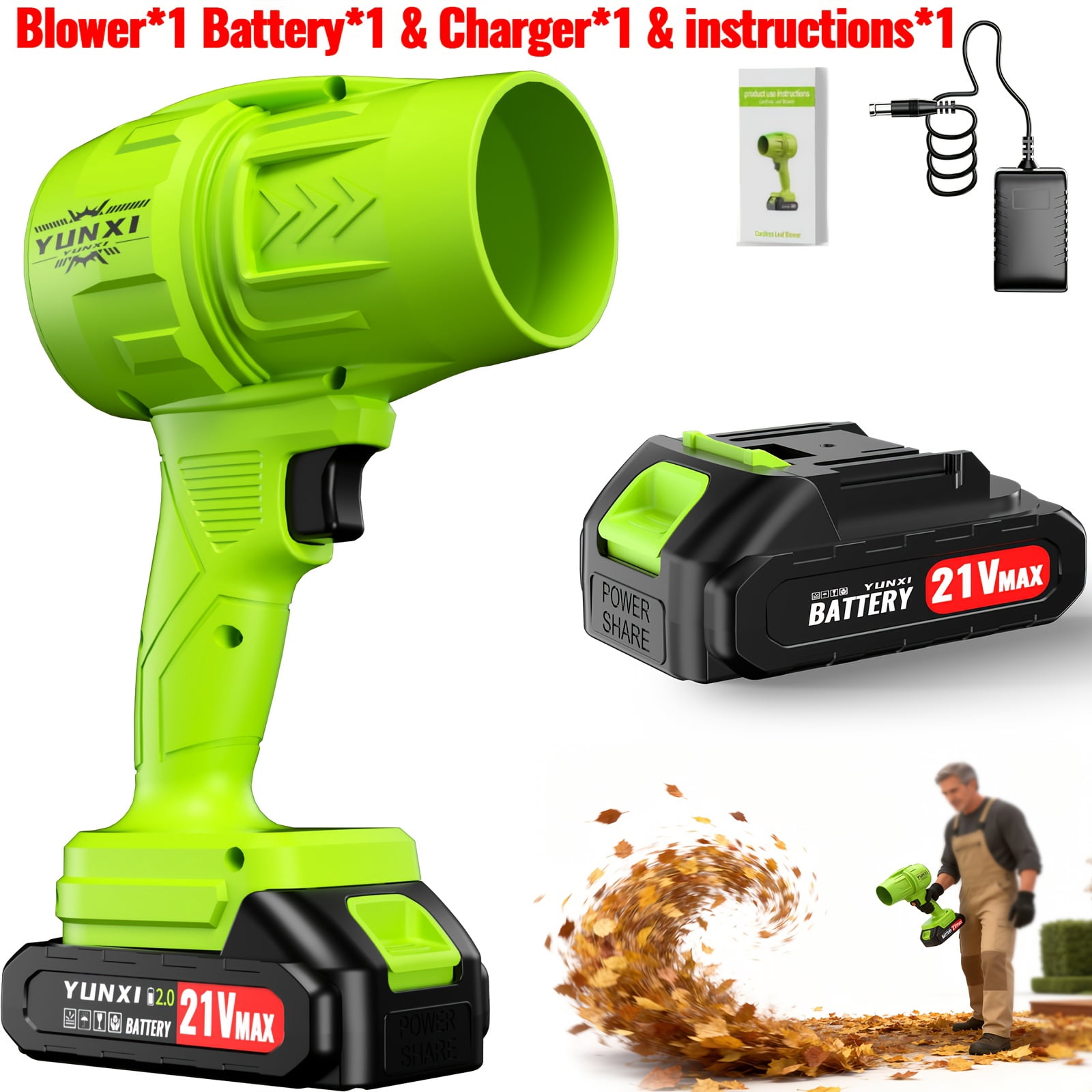 DGB Rechargeable Cordless Blower, High Power Electric Leaf Blower with ...