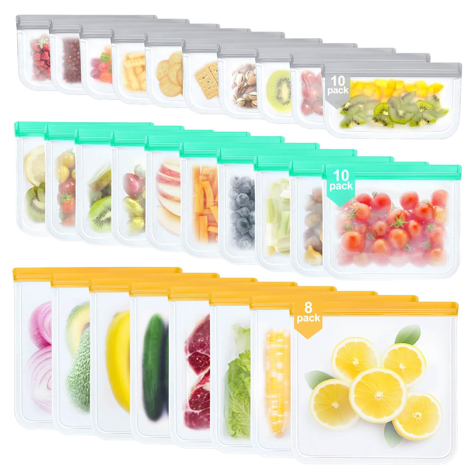DGDUBRB 28 Pack Reusable Freezer Bags Food Storage BPA Free Reusable ...