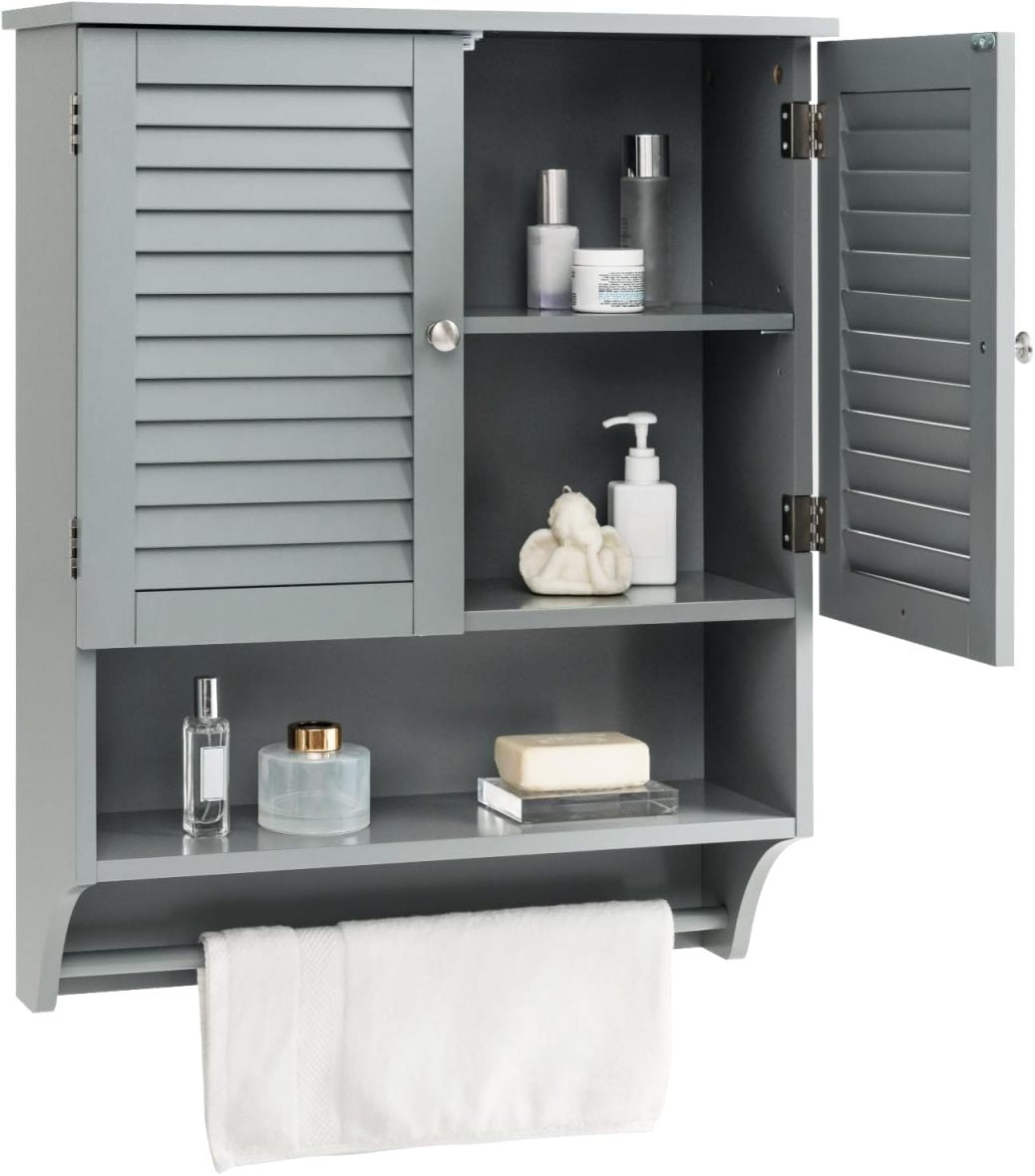 DGHF Medicine Cabinet with 2 Louvered Doors, 3-Position Adjustable ...