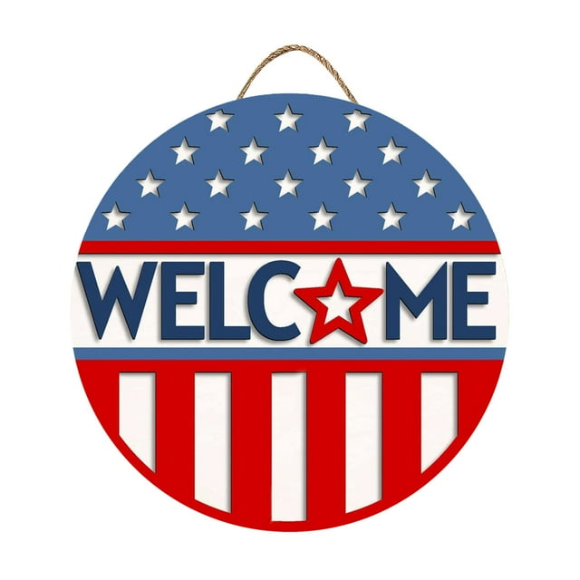 Dghm 4th Of July Cow Door Hanger Independence Day Welcome Door Sign Cow Head Custom Farmhouse