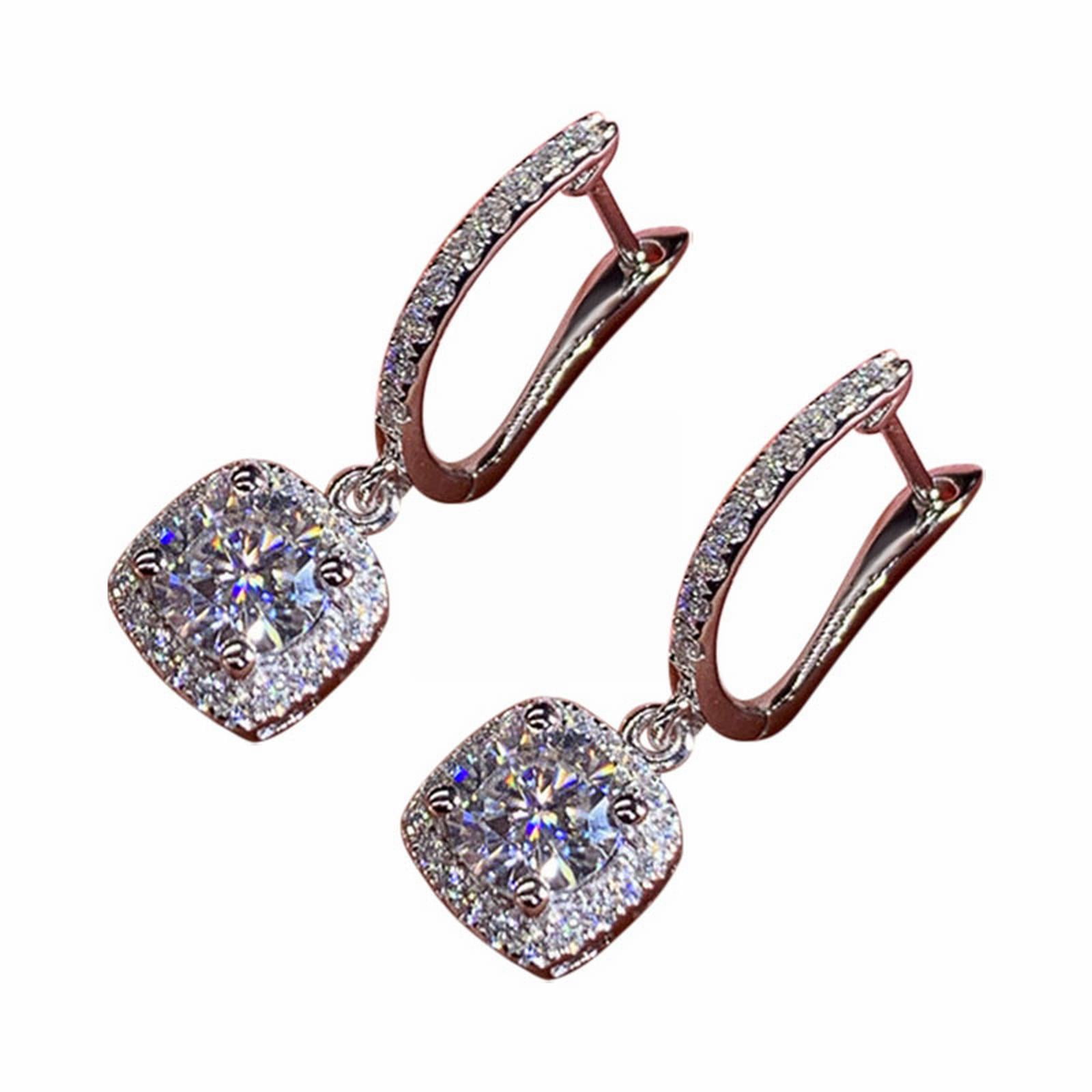 DGHM Exquisite Women's Micro Set Zircon Versatile Ear Clasp Earrings ...