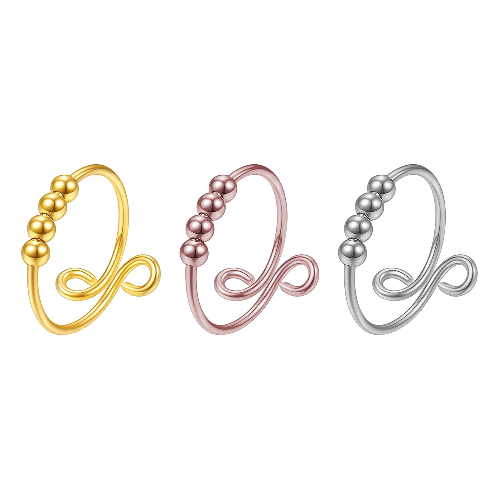 DGHM Jewelry,3 Pieces Of Silver Single-turn Spiral-turn Rotating Rings ...
