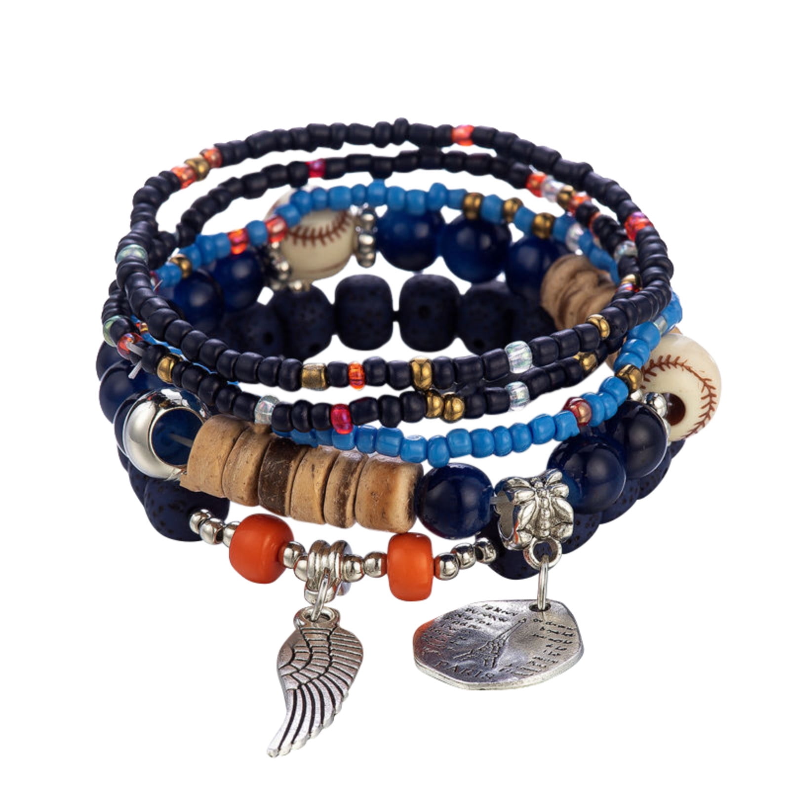 DGHM Stackable Bead Bracelets Ladies Mens Stretch Multilayer Bracelet ...