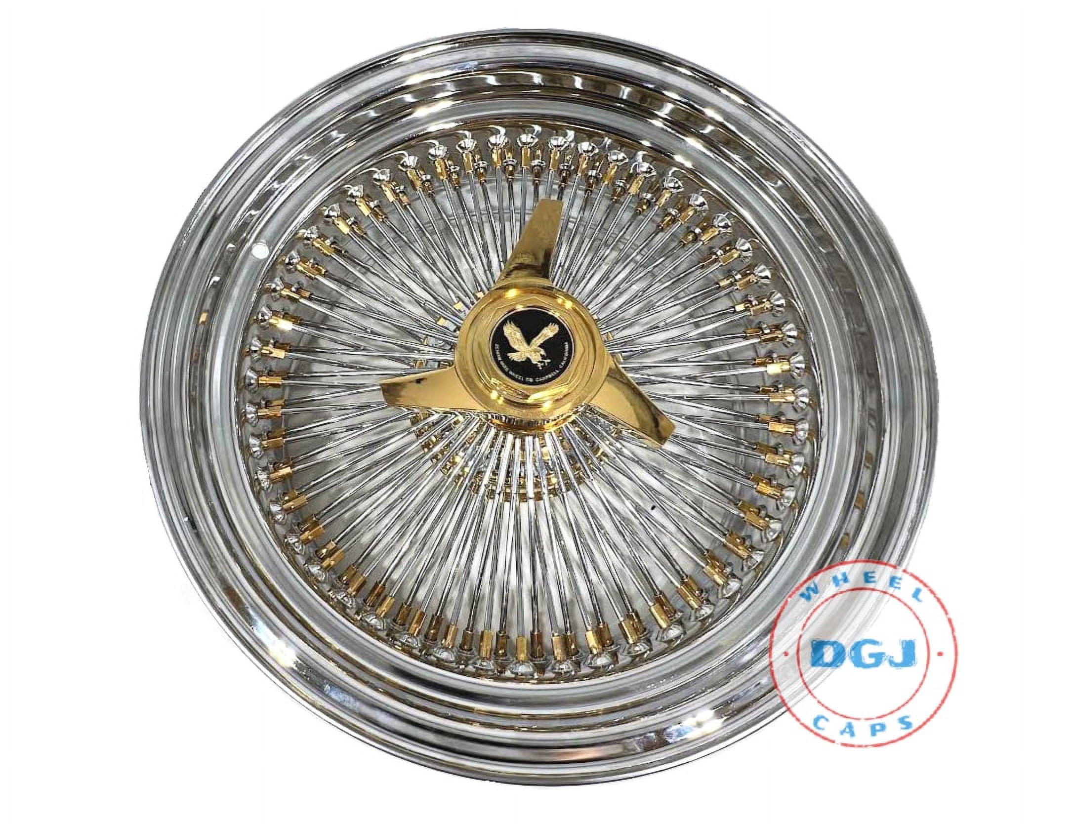 DGJ 18x8 STD 100 Spokes Gold Nipples, Hub & Knockoffs Lowrider Wire ...