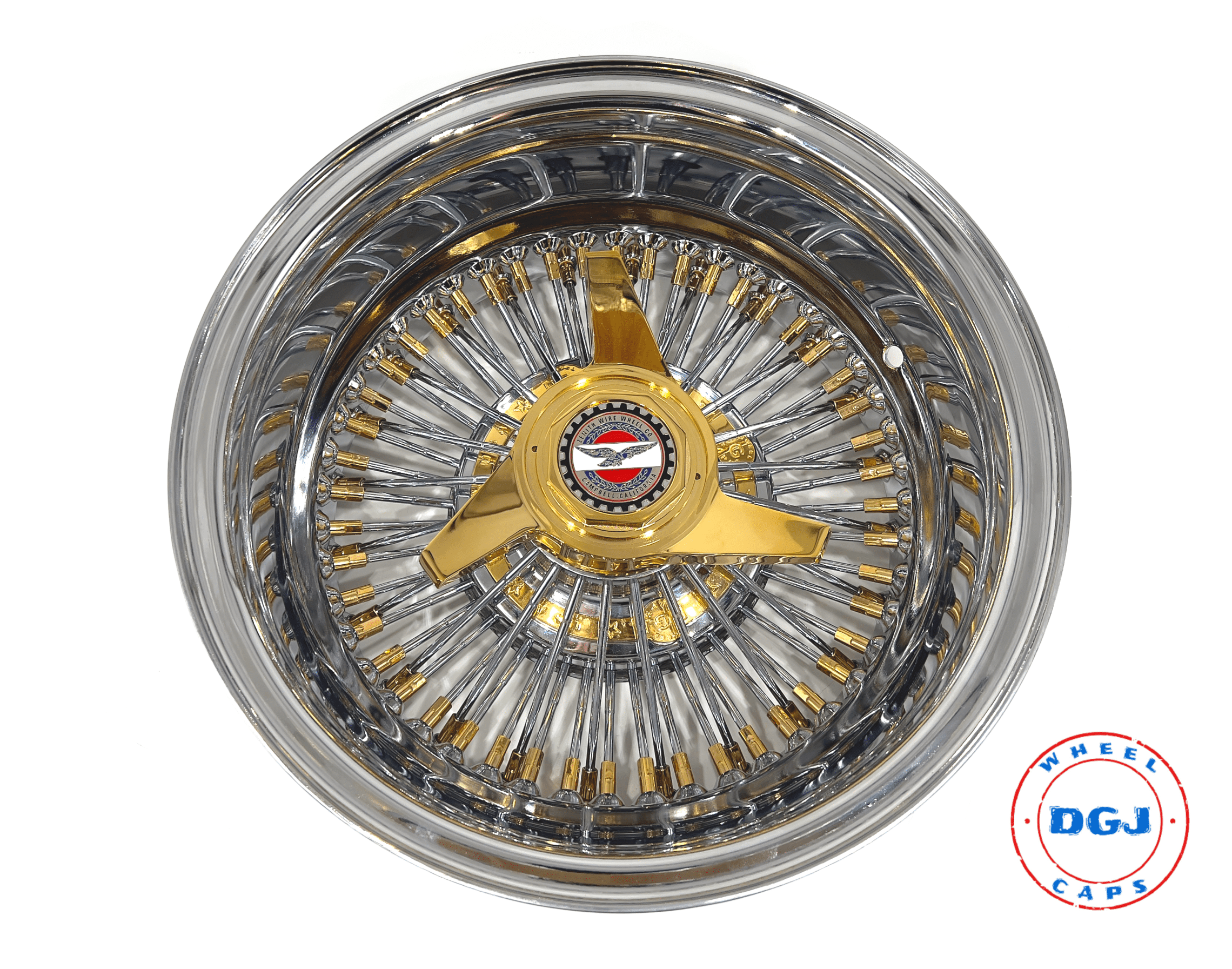DGJ WHEEL 14x7 Rev 72 Straight Gold Nipples & Hub Ring Lowrider Wire ...