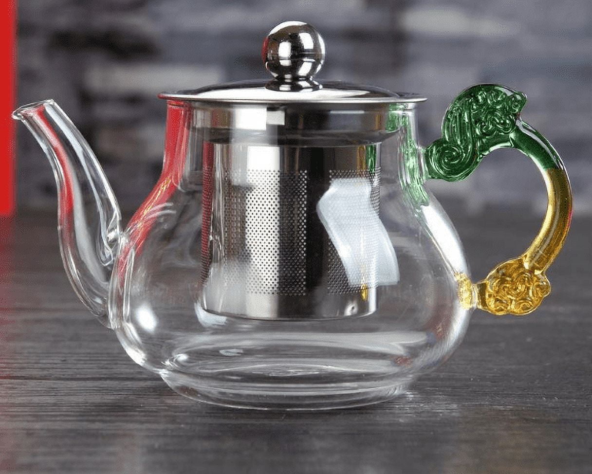 DGLQMYX 16oz (400ml) Clear Glass Tea Pot Set with Infuser – High ...