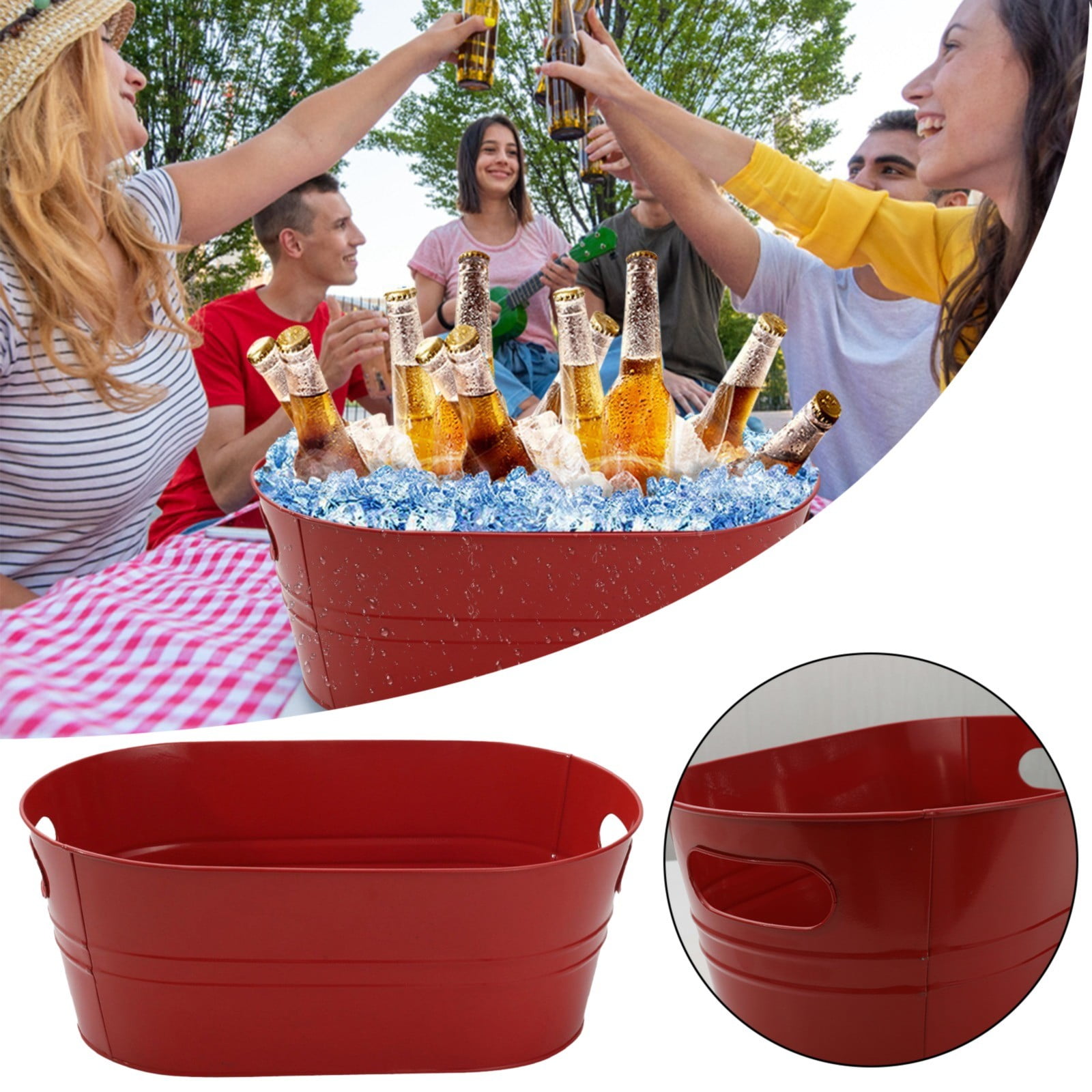 DGLQMYX 1PCS 4 Gallon Galvanized Tub ,Champagne BucketWith Carry Beer ...