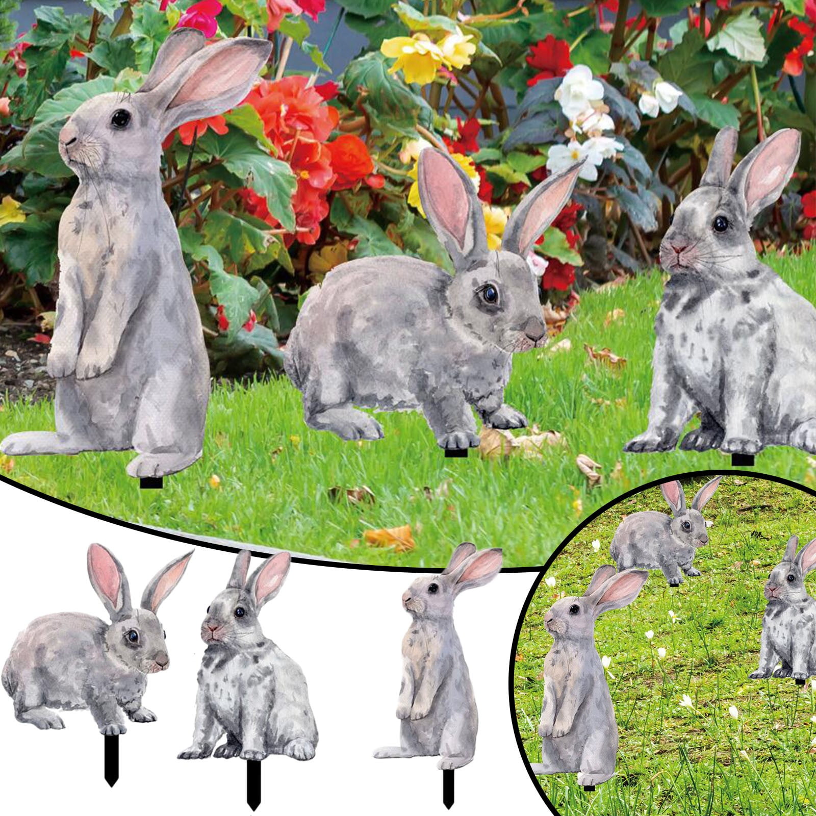 DGLQMYX 3D Bunny Acrylic Yard Ground Insert Garden Outdoor Holiday ...