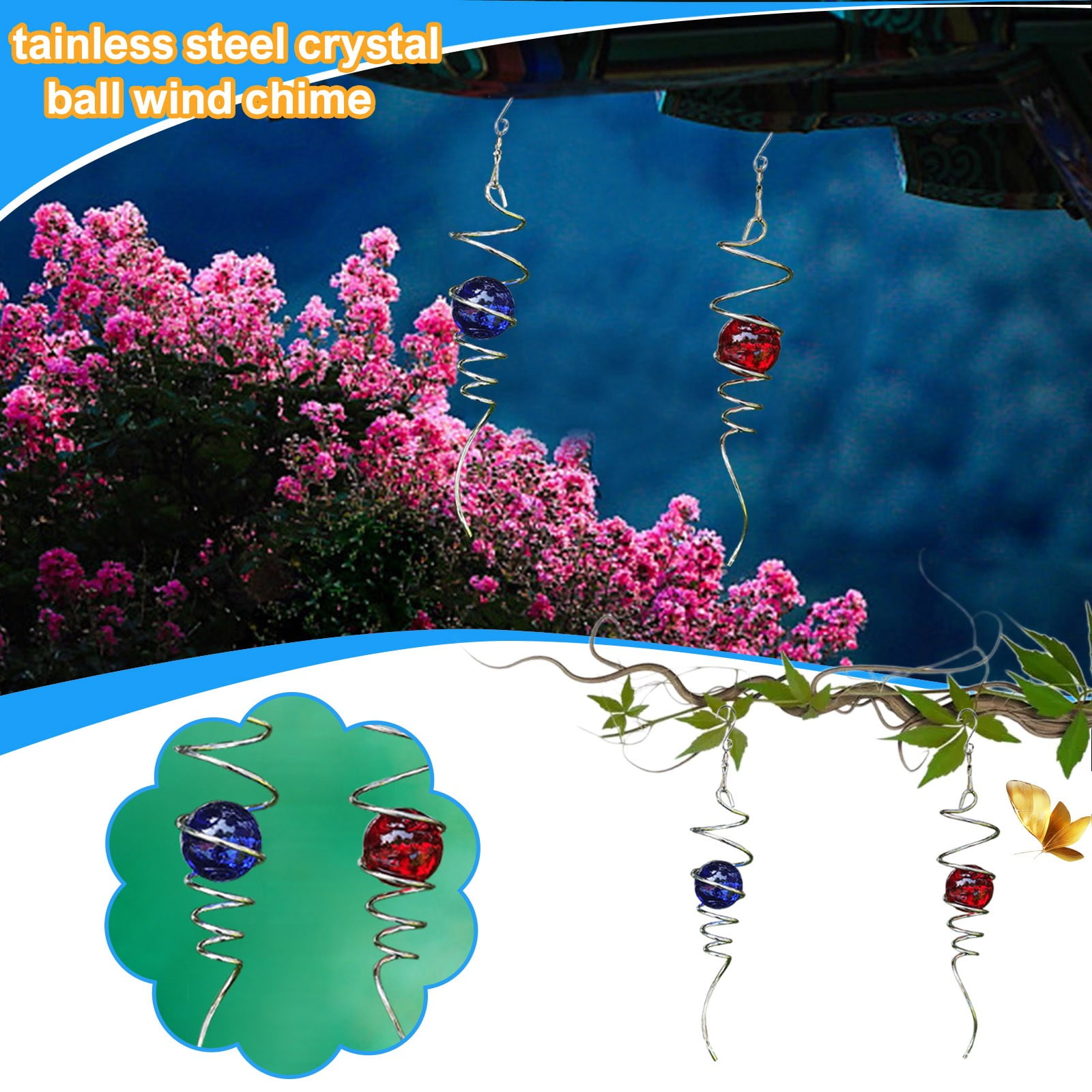DGLQMYX Chime Suspended Wind Rotating Stabilizer Steel Stainless Ball ...