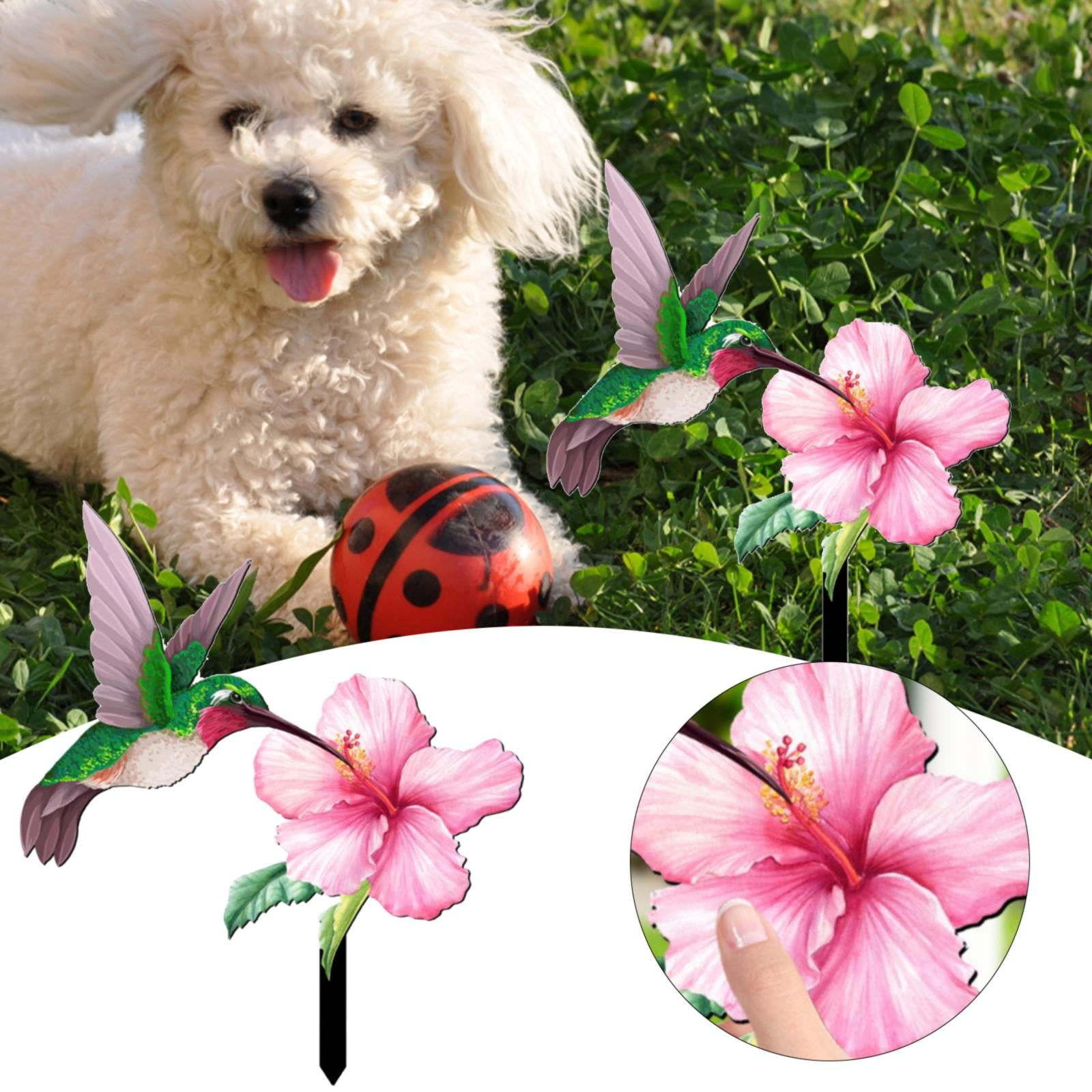 DGLQMYX Hummingbird Flower Acrylic Outdoor Garden Ground Insert Garden ...