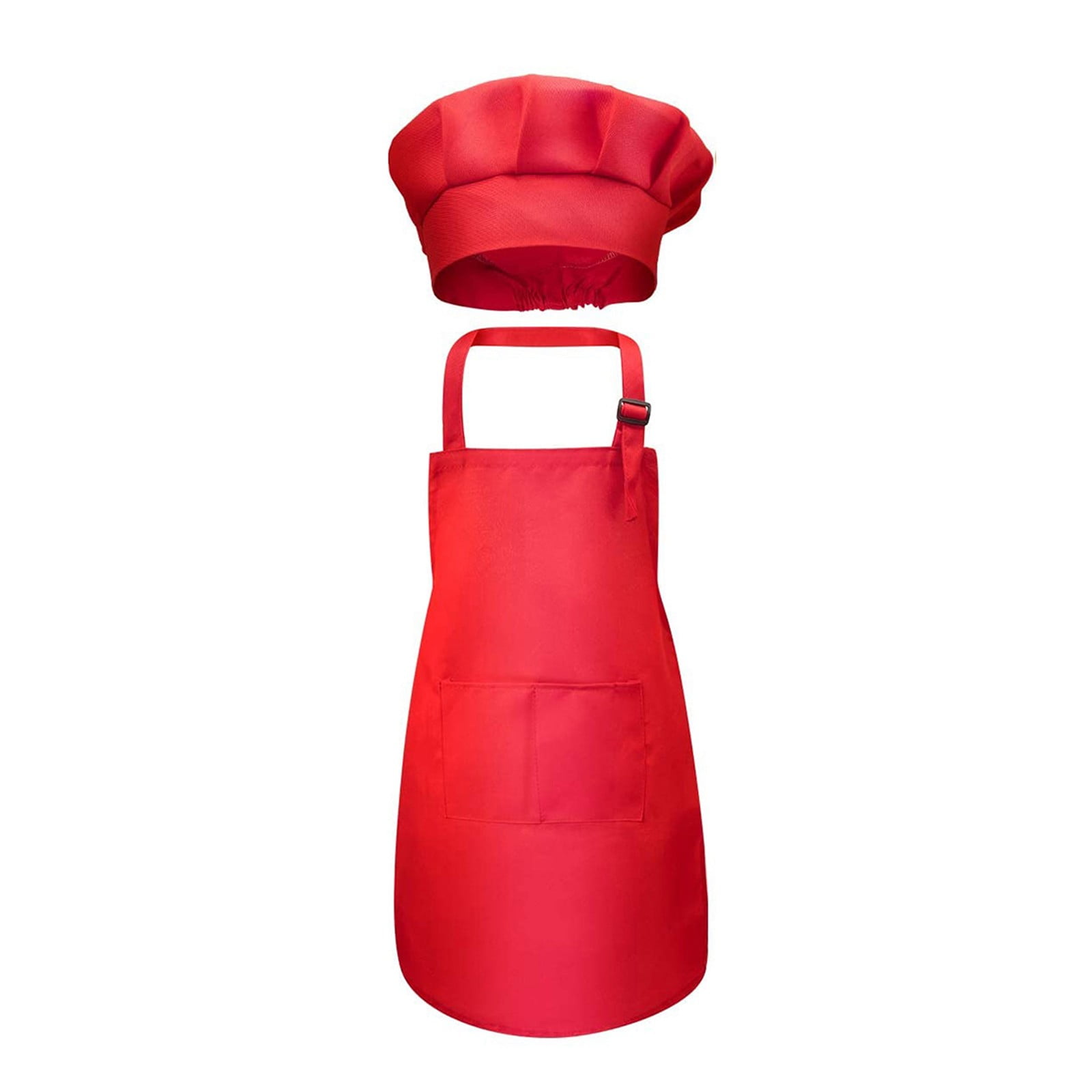 DGLQMYX Kids Apron and Chef Hat Set, Adjustable Cotton Child Aprons ...