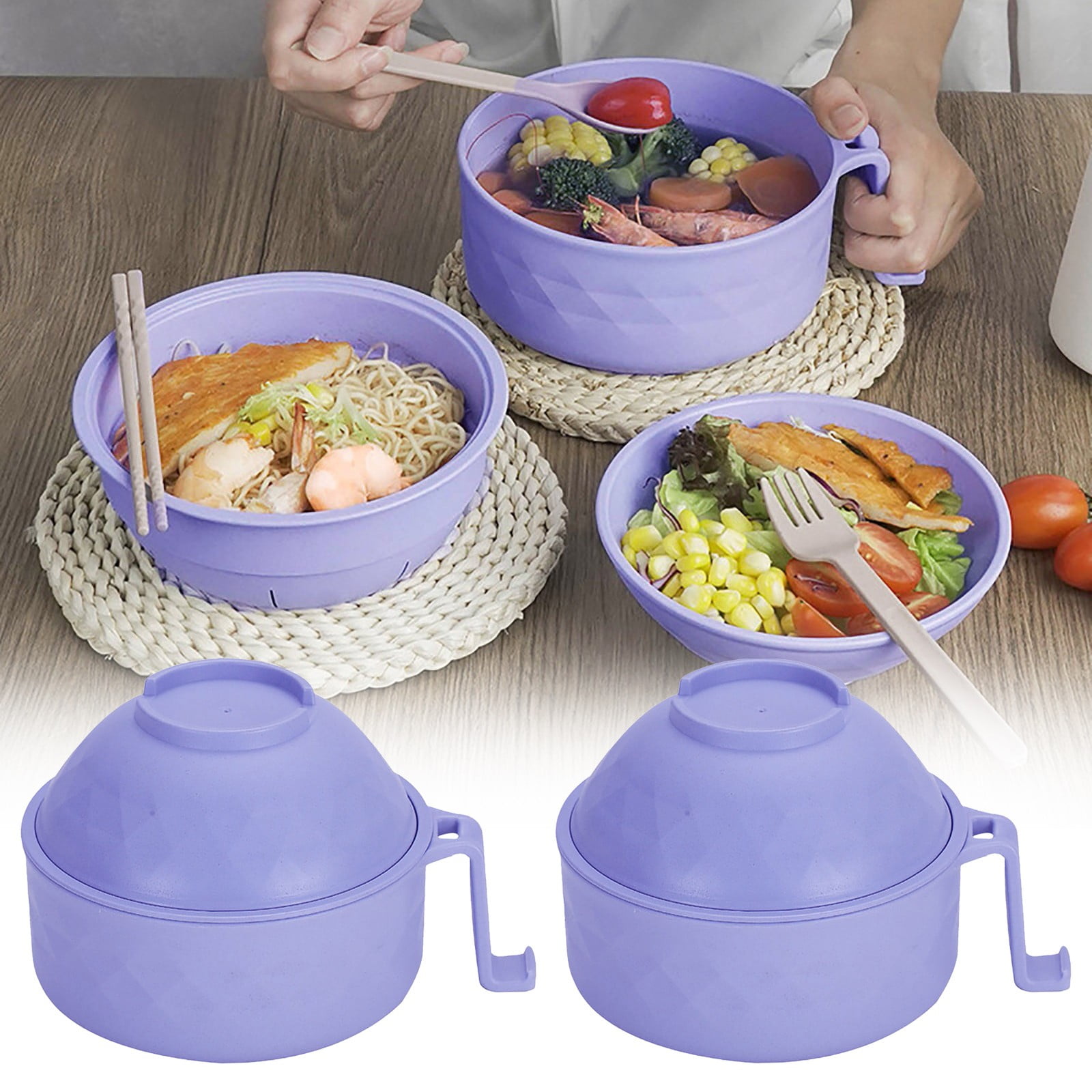 DGLQMYX microwave ramen bowl,wheat fiber instant noodle bowl,Noodle Bowl with Phone Holder ...