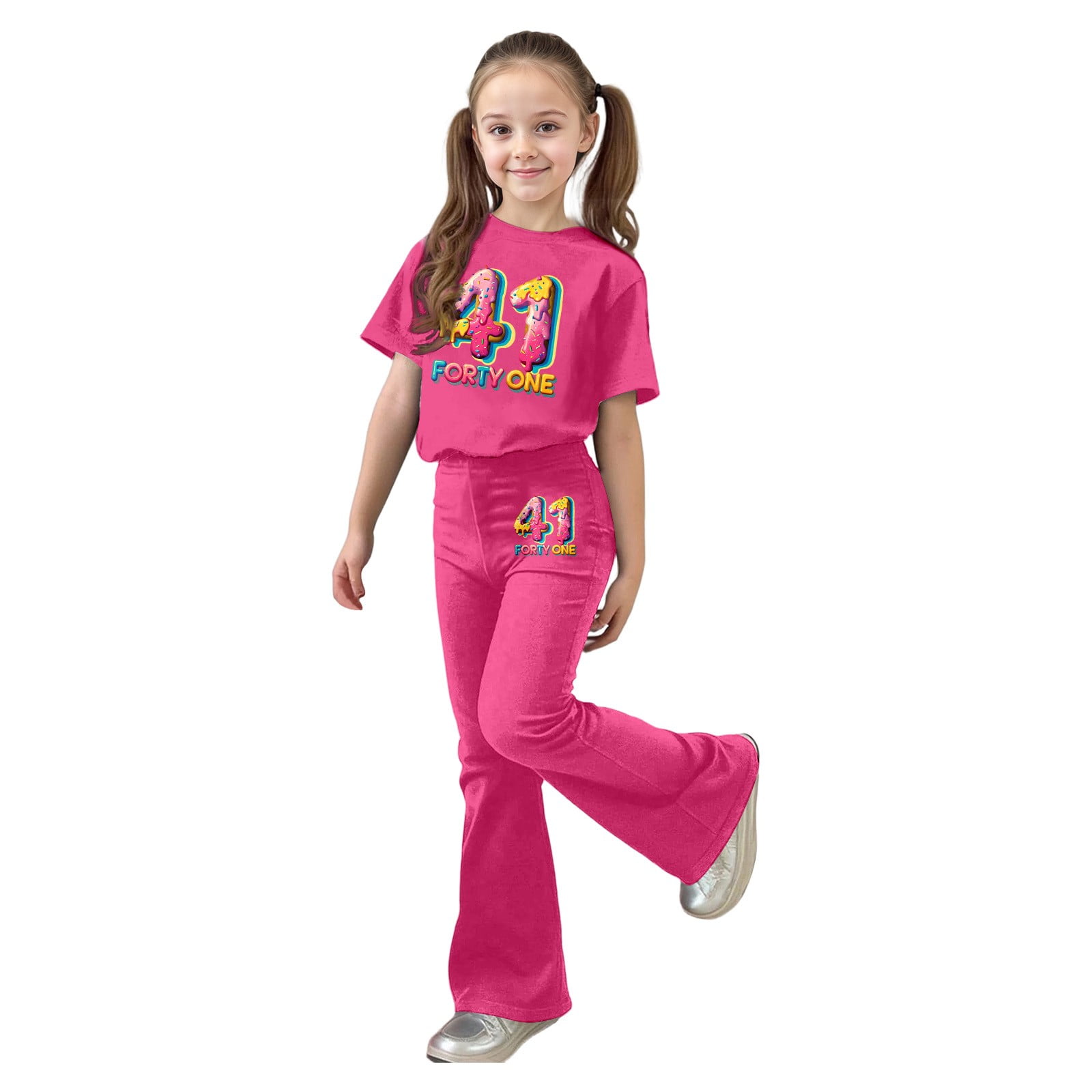 DGMIOCS Girls Casual Outfit Flared Pants Top For Daily Wear Comfort ...