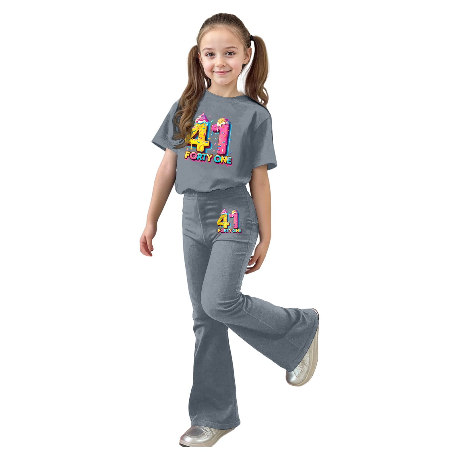 DGMIOCS Girls Outfit Sets for Girls with Flared Pants Comfortable ...