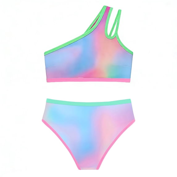 DGMIOCS Kids Swimsuits Modest One Piece Swimsuit Girls High Neck Swim ...