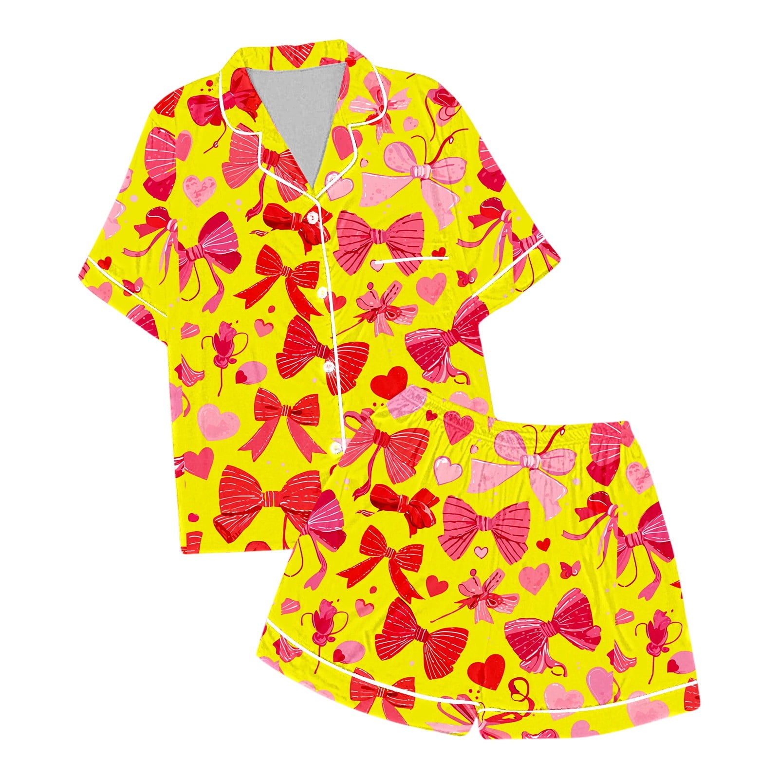 DGMIOCS Toddler & Big Girls Bow Print Paj Set 2Pcs Short Sleeve ...
