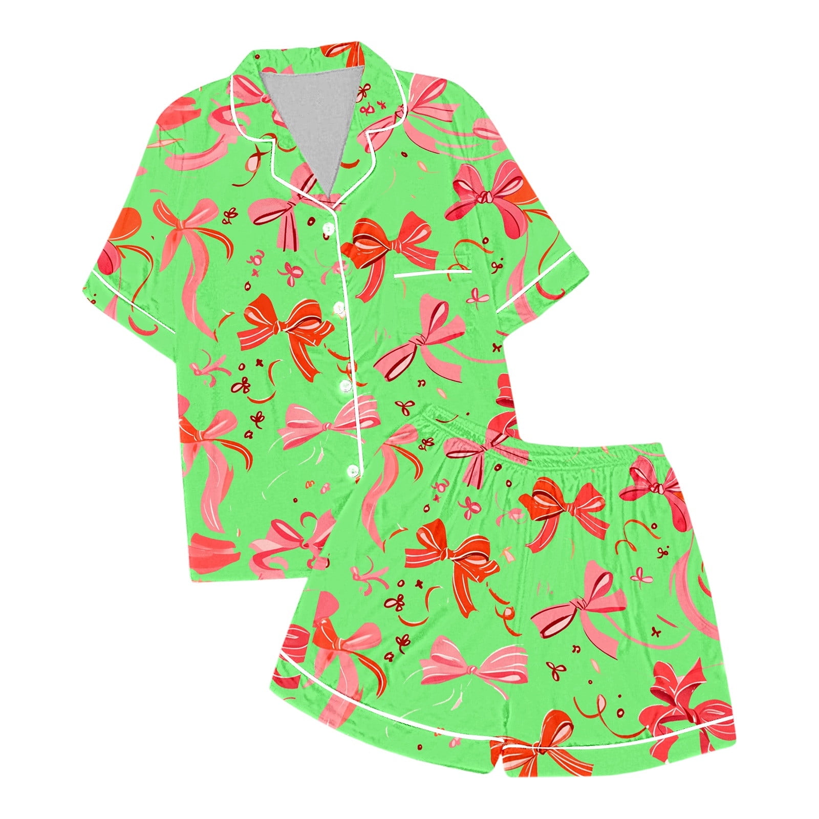 DGMIOCS Toddler & Big Girls Bow Print Paj Set Short Sleeve Loungewear ...