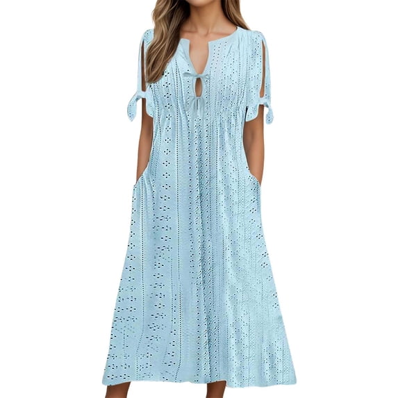 DGMIOCS Women's Dress V Neck Maxi for Daily Wear Comfortable Flowy ...