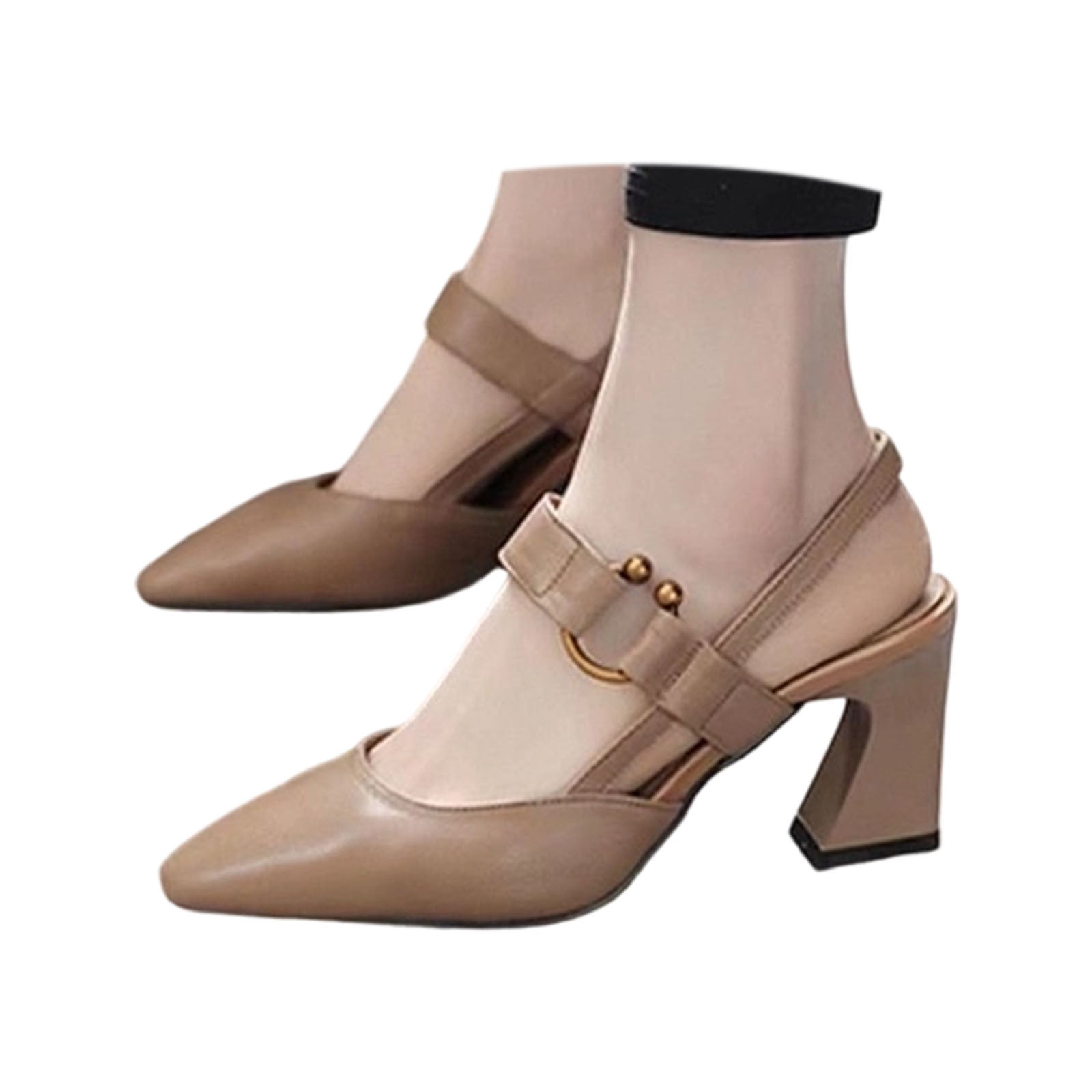 DGMIOCS Women's Pointed Toe Thick Heel Dress Pumps Comfortable Closed ...