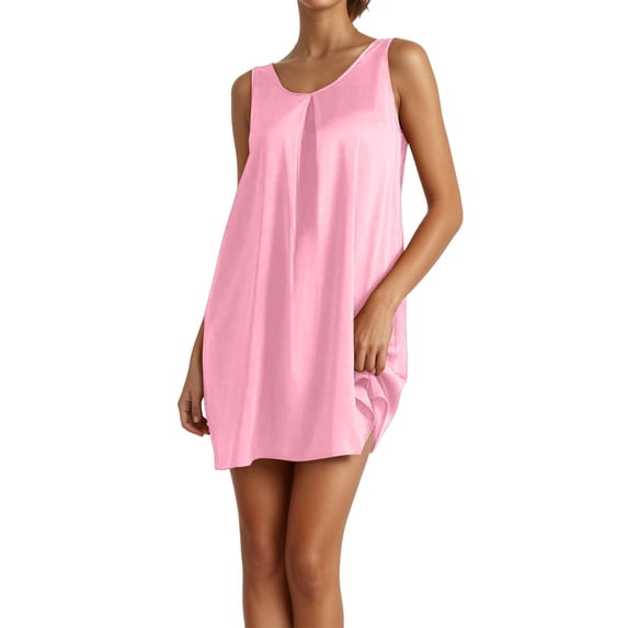 DGMIOCS Women's Satin Collar Sleeveless Summer Casual Dress for ...