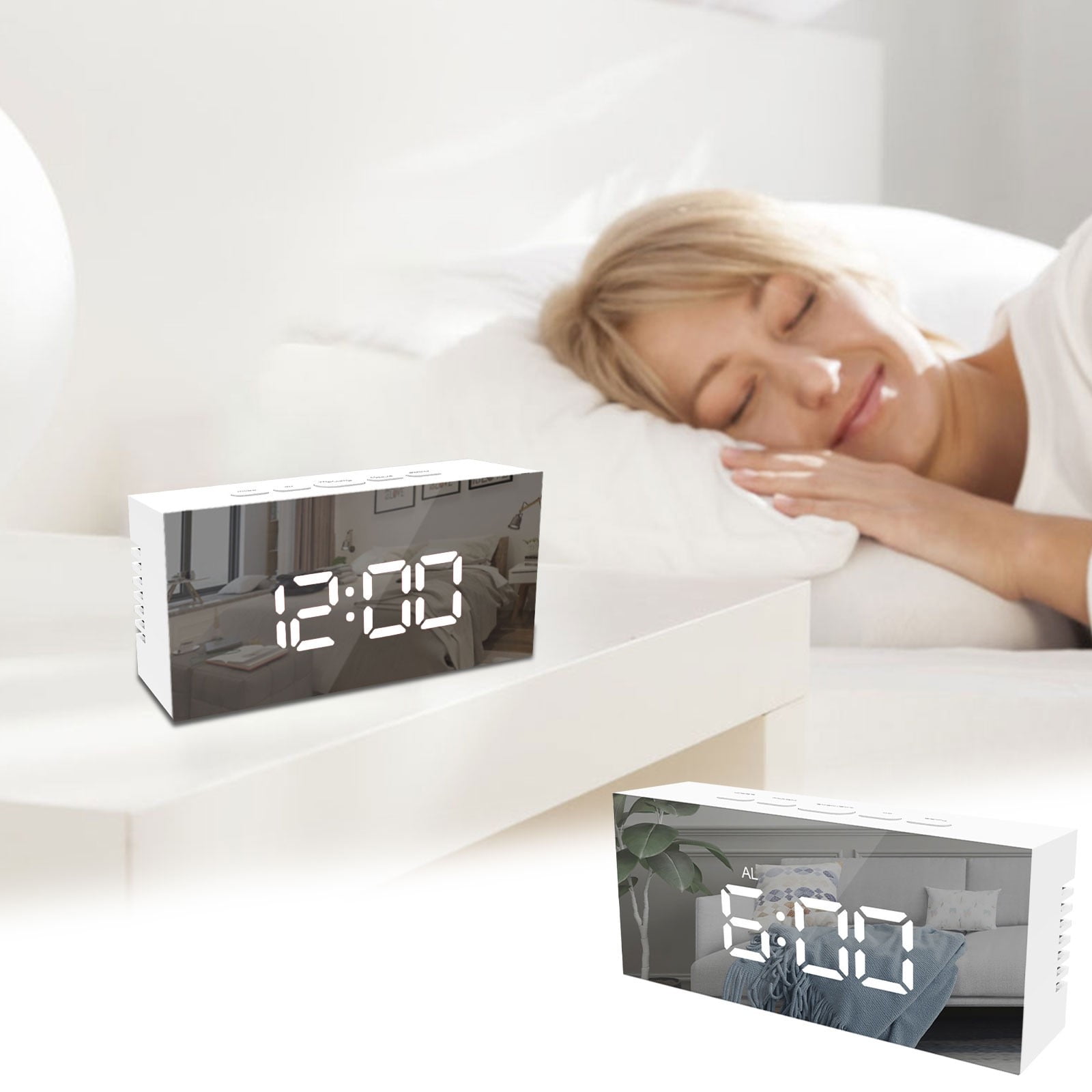 DGOO Digital Alarm Clock With Large Screen LED Display With Makeup ...