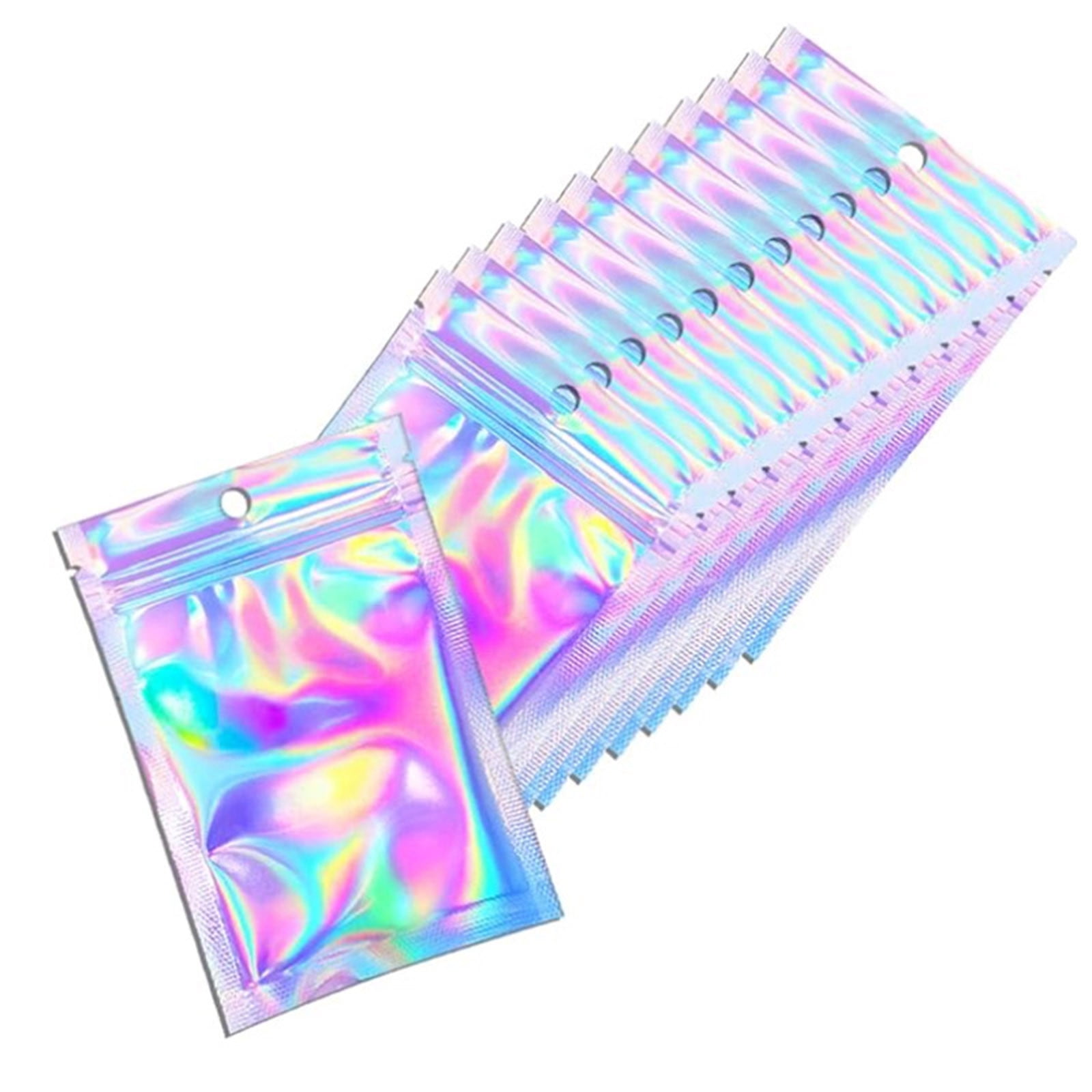 DGQPLPD 100 Pcs Holographic Resealable Packaging Bags for Small ...