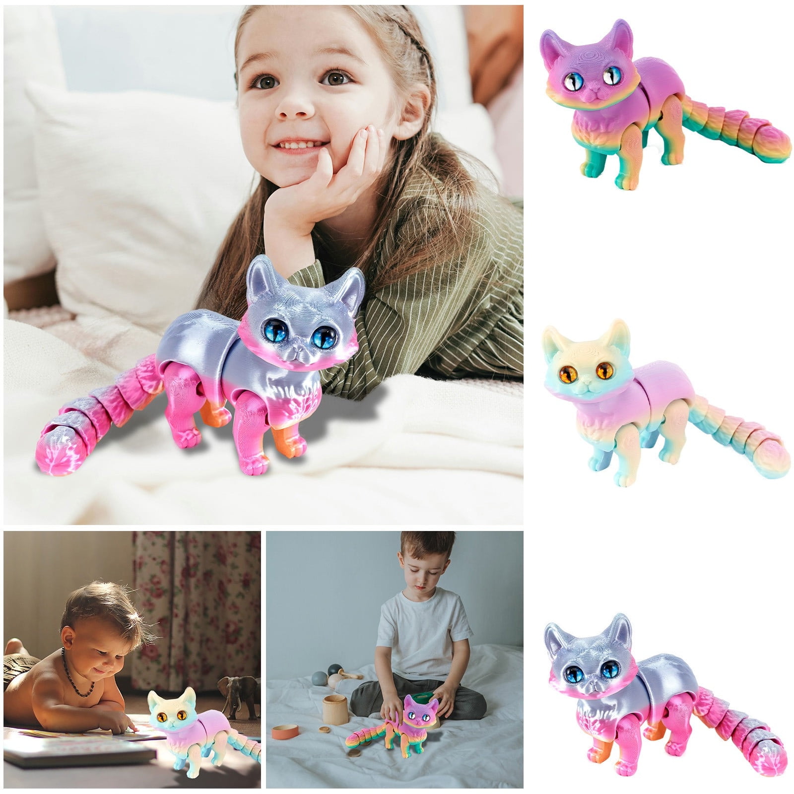 DGQPLPD 3PC 3D Printed Movable Decompress Cat Toy, Cat with Cat Joints ...