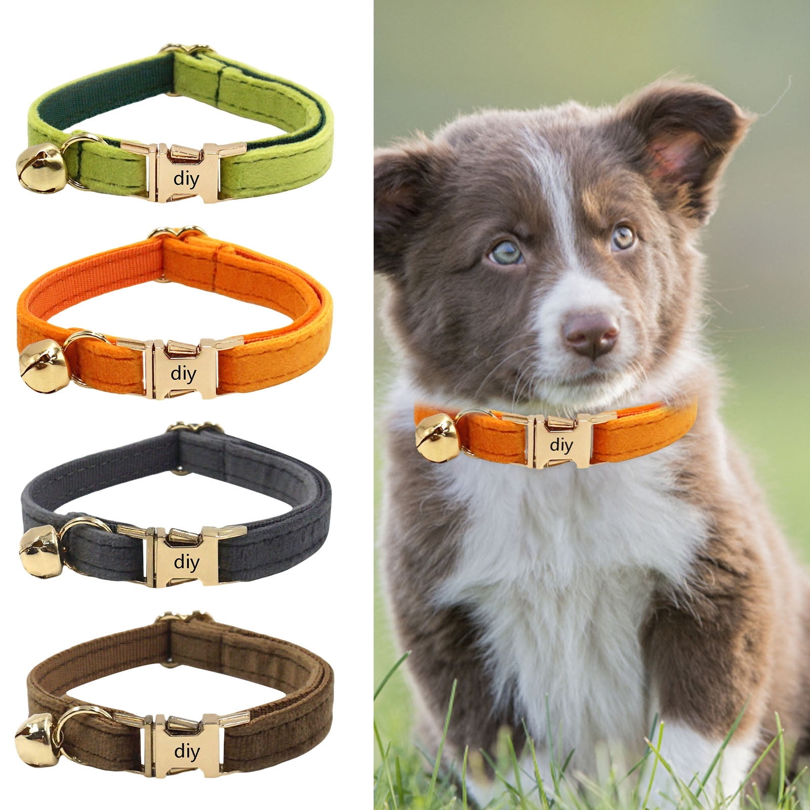 DGQPLPD 4PC Personalized Velvet Cat Collar Luxury Cat Collar INS Wind ...