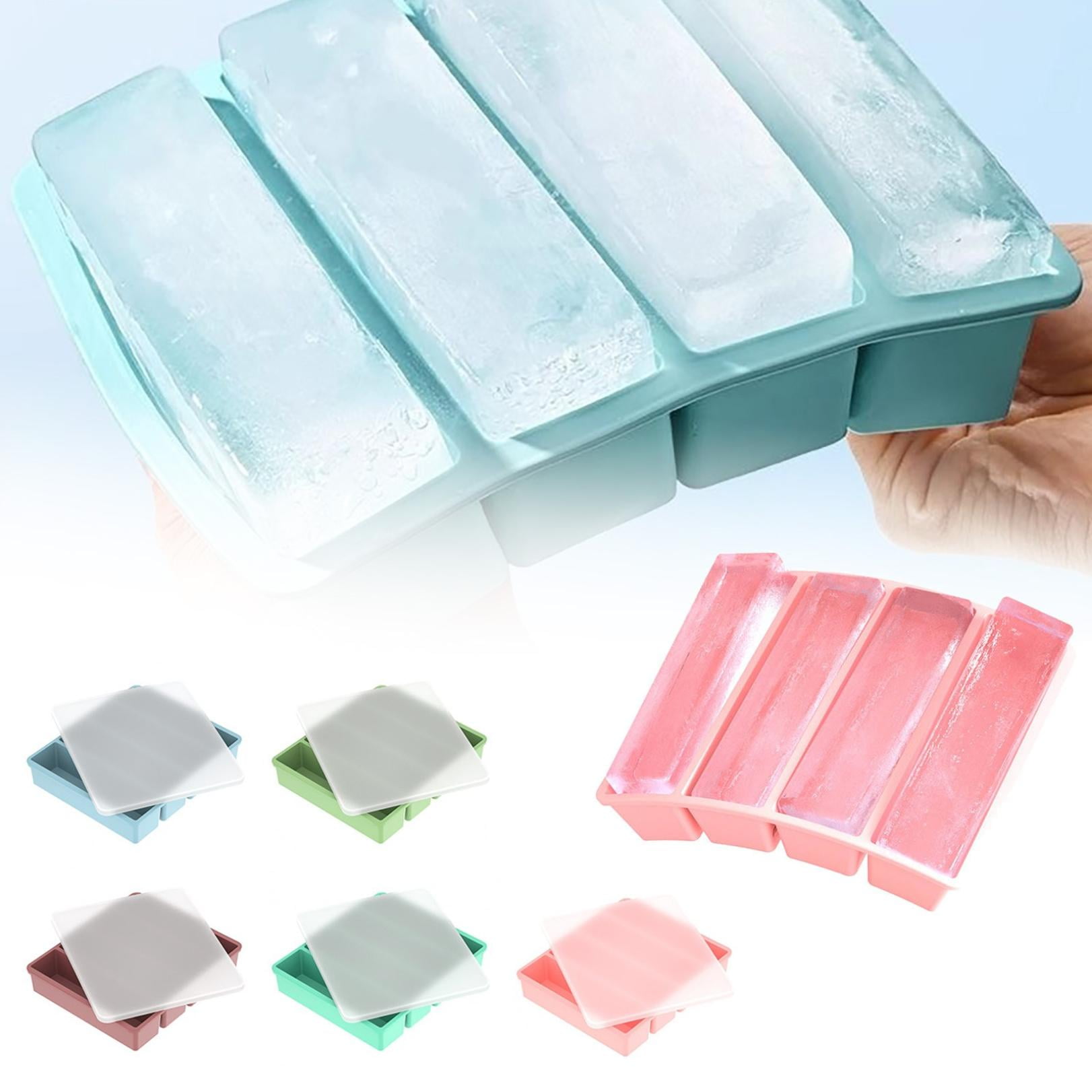 DGQPLPD 5PC Silicone Ice Cube Tray 4 Grid with Lid Food Grade Green ...