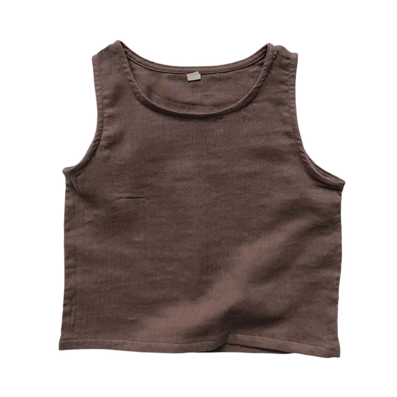 DGQPLPD Boys Tops Boys Summer Sleeveless Linen Tank Top Lightweight ...