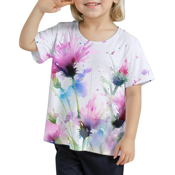 DGQPLPD Girls Clothing Tops for Kids Ink Painting Theme Tee with Art ...