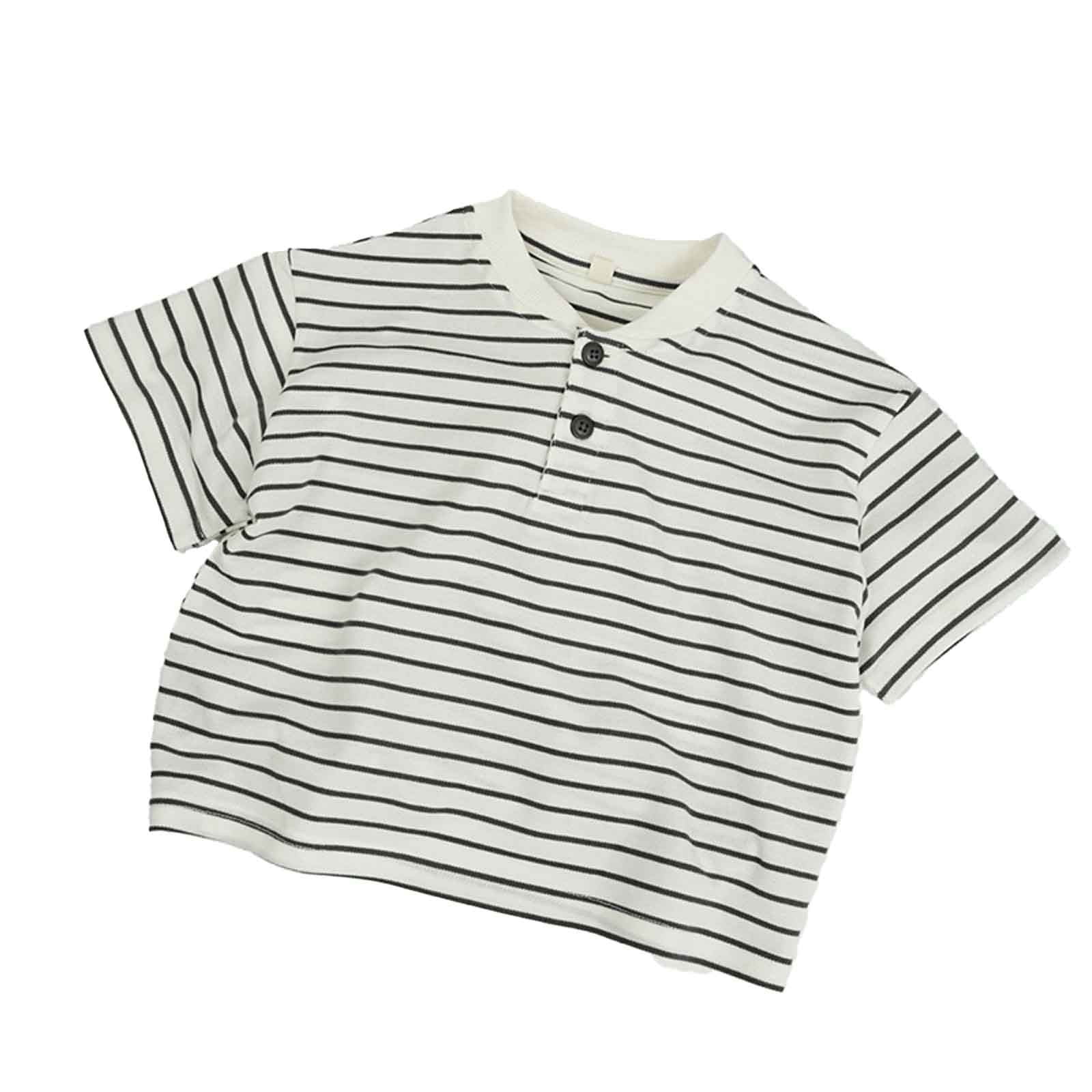 DGQPLPD Girls Polo Shirts Striped Short Sleeve Tops for Toddler Boys ...